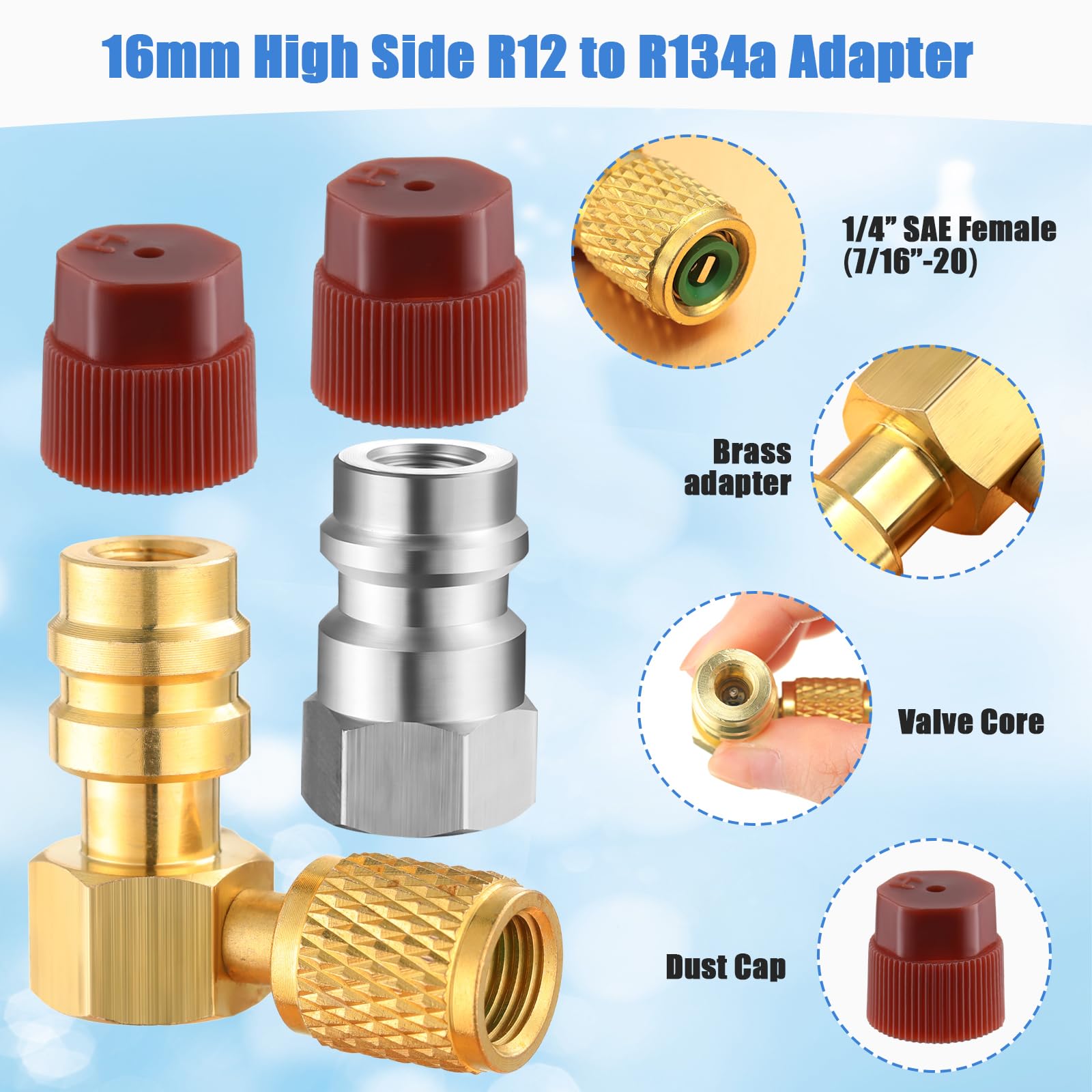 Snapklik.com : Yaocom R12 To R134A AC Fitting Conversion Adapter Kit ...