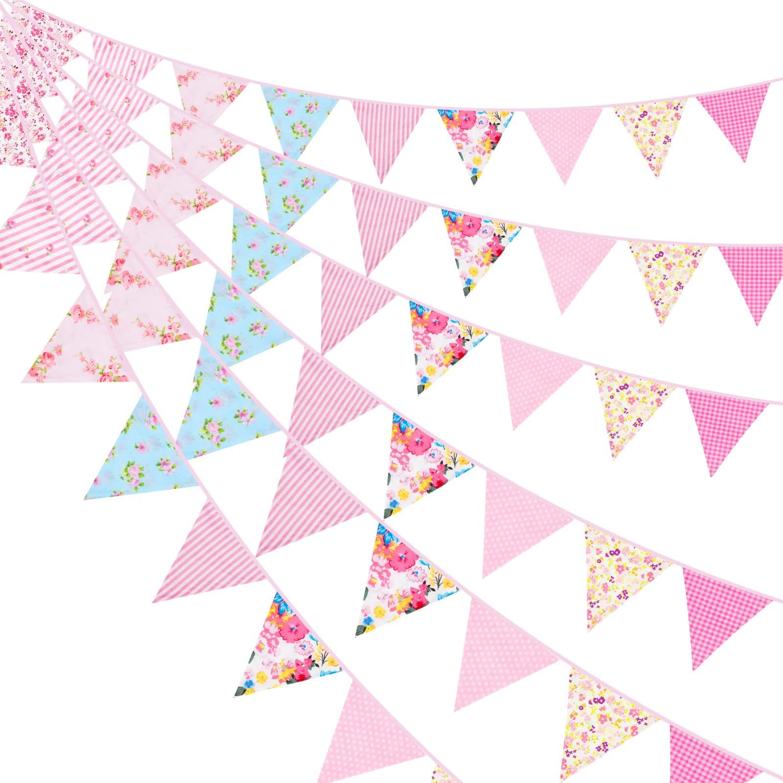 Amazon.com: 10M/32Ft Triangle Bunting Banner, 36 Pcs Cotton Fabric ...