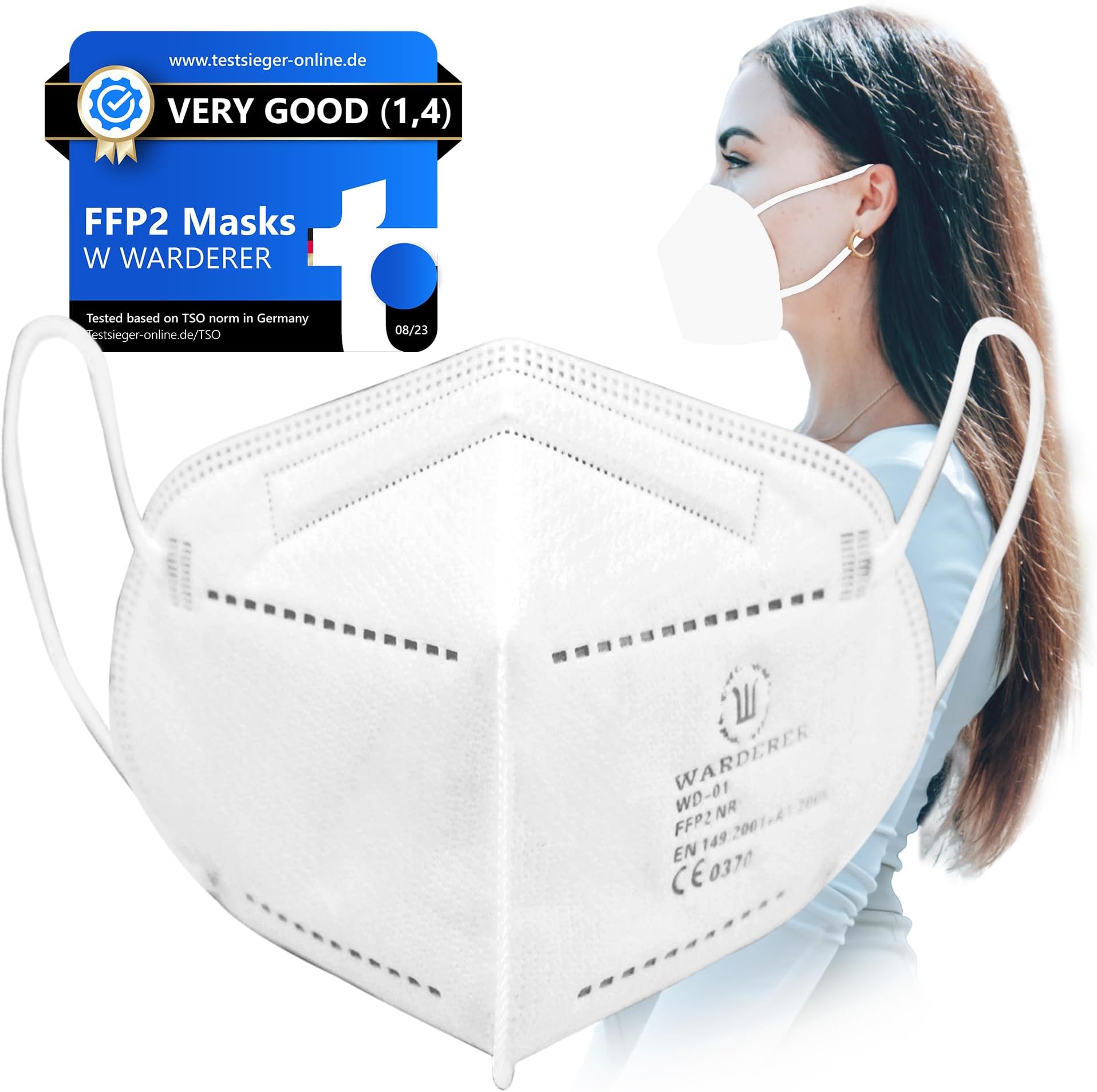 Hygiene100® 25 x CRD Light FFP2 Masken, CE-zertifizierte Atemschutzmaske, 5-lagige ...