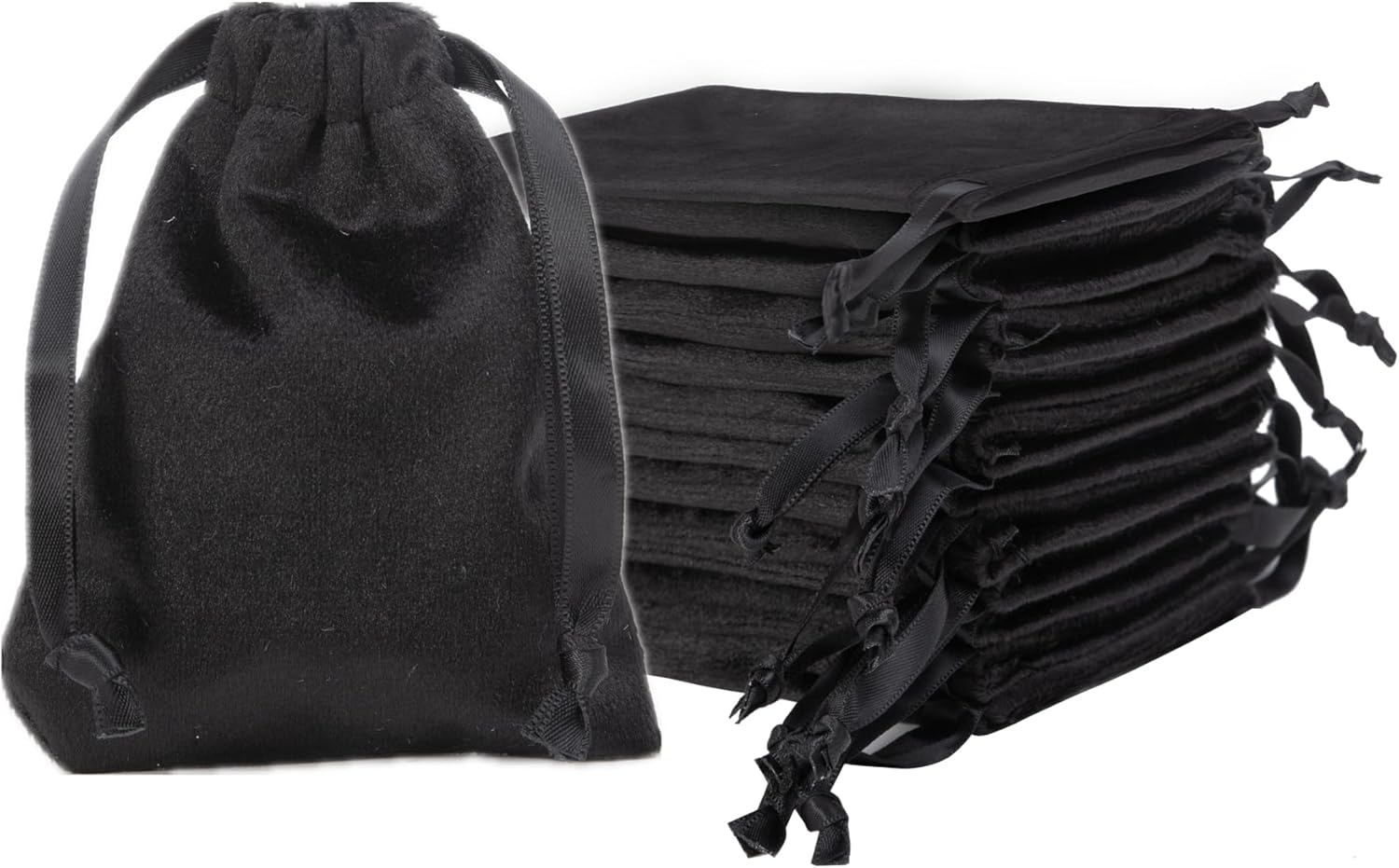 Amazon.com: QIANF 12pcs Black Velvet Drawstring Bags 3x4 inches Mini ...