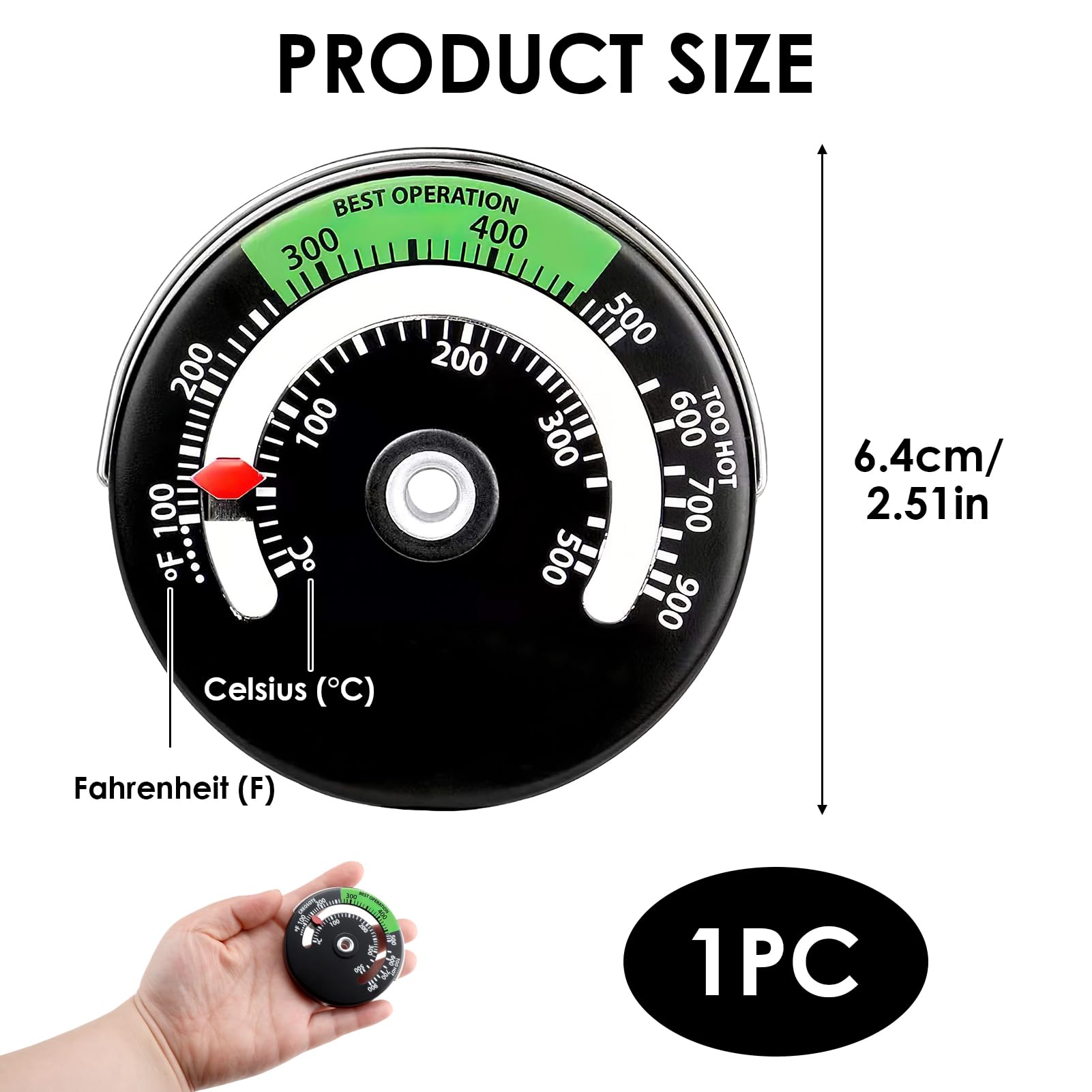 Wood Stove Thermometer, Magnetic Log Burner Thermometer Fireplace ...