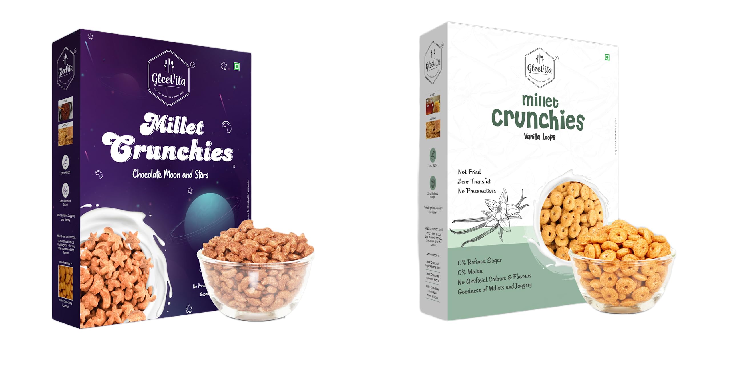 Gleevita Millet Crunchies Chocolate Moon And Stars And Vanilla Loops ...