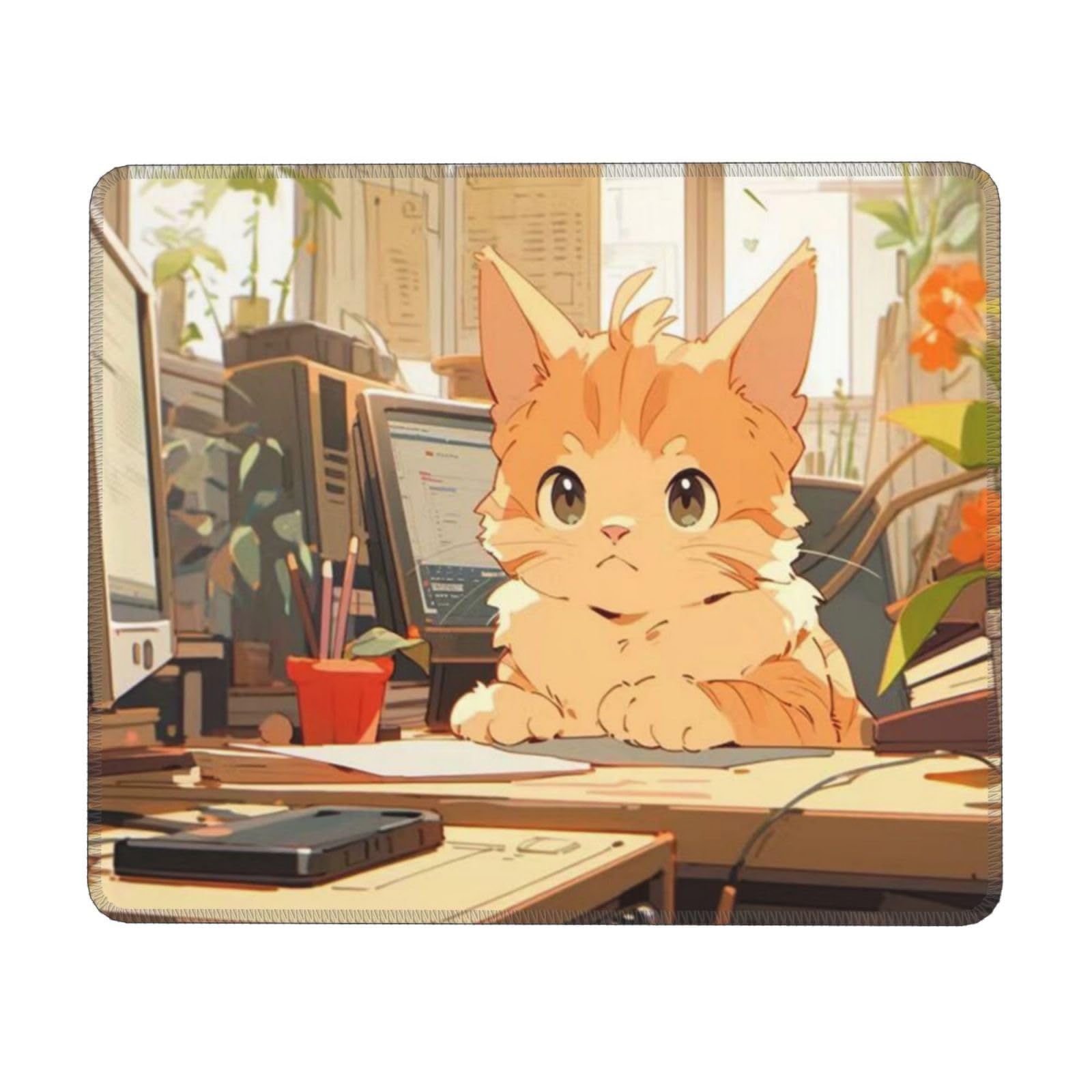 Amazon.com: Generic Cute Work Cat Mouse Pad Funny Square Anime Mouse ...