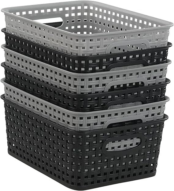 Amazon.com: Qqbine Kitchen Plastic Storage Baskets, 6 Packs : Home ...