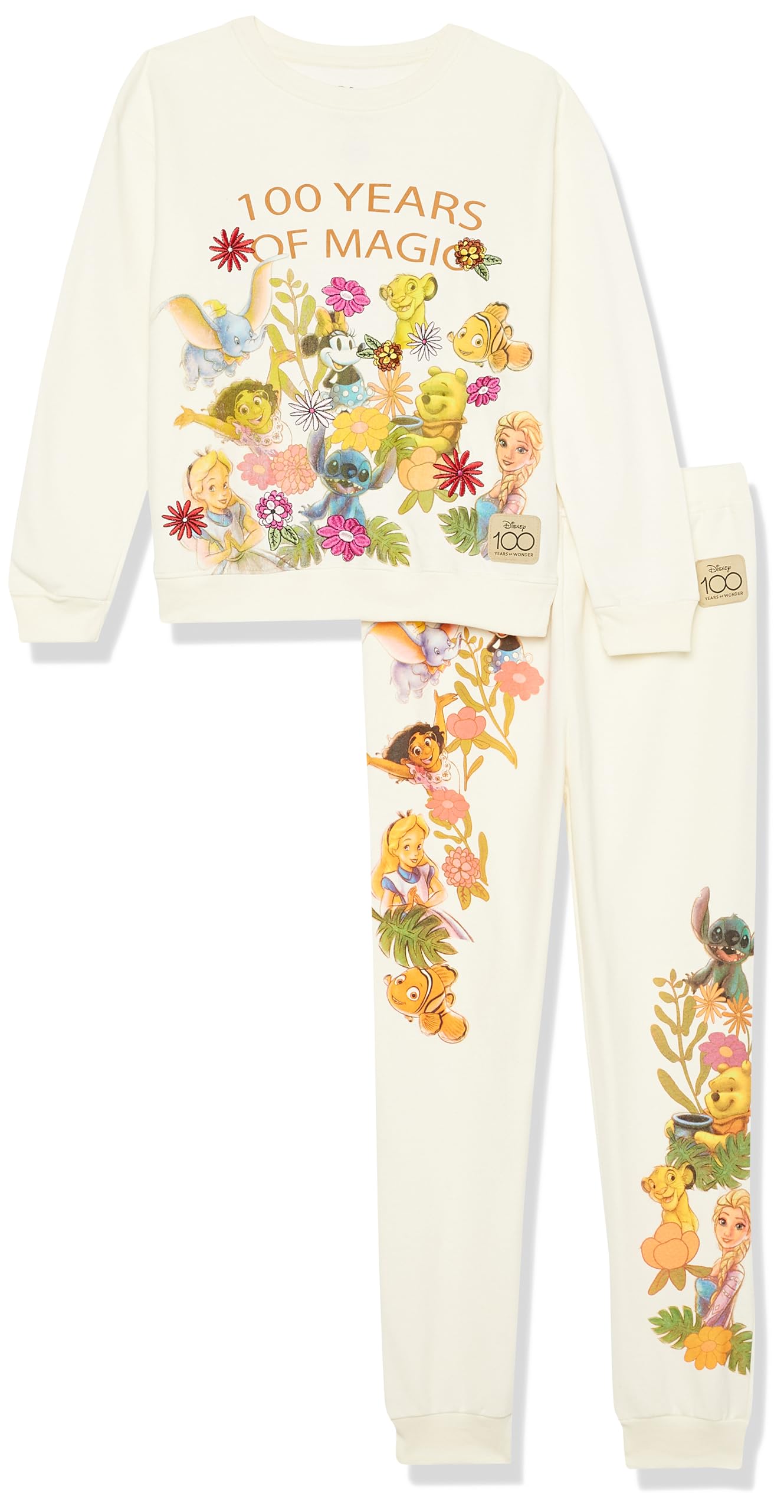 Amazon.com: Disney Girls D100 Character Fleece Sweatshirt & Jogger Set ...