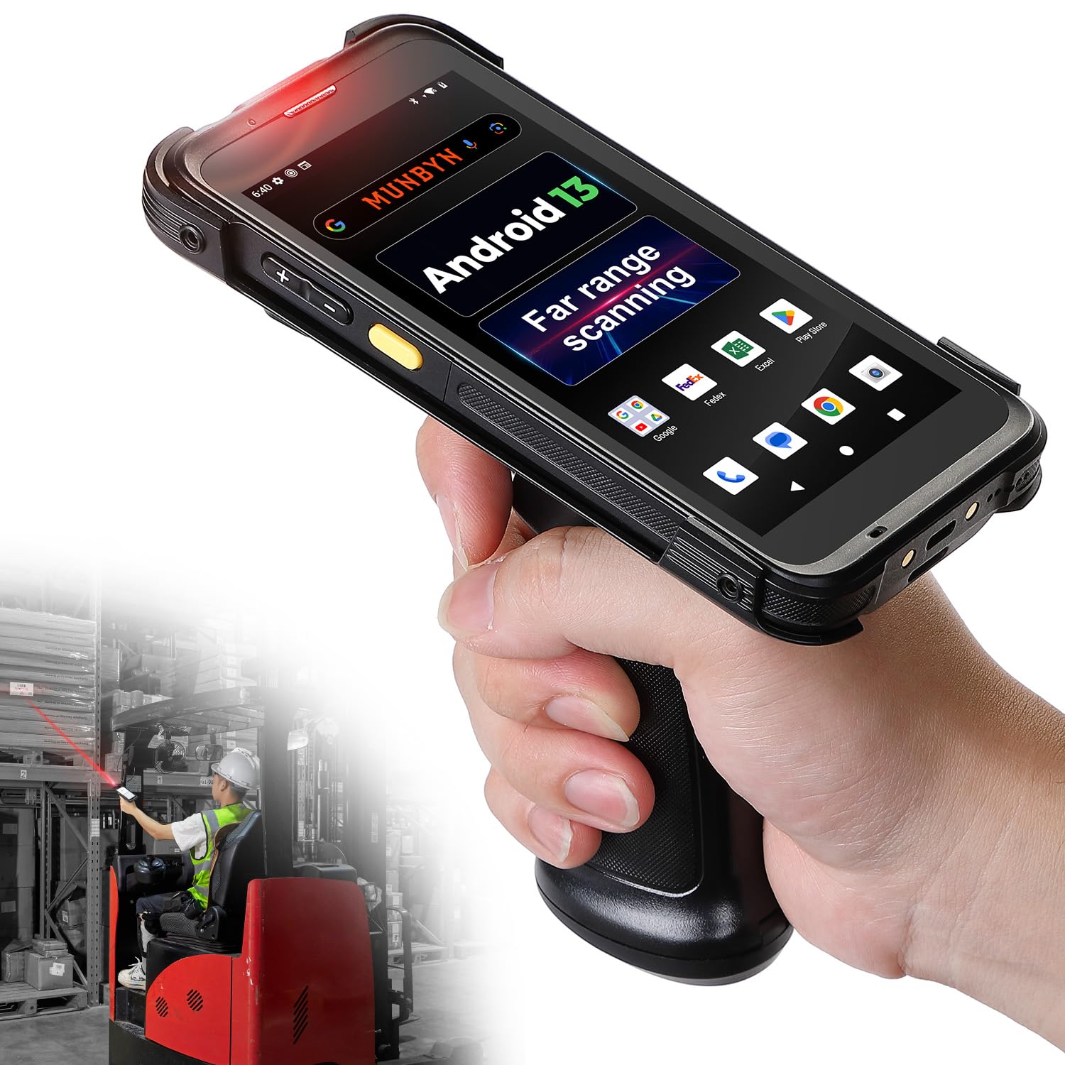 Amazon.com : MUNBYN Far-Range Distances Barcode Scanner, Android 13 ...