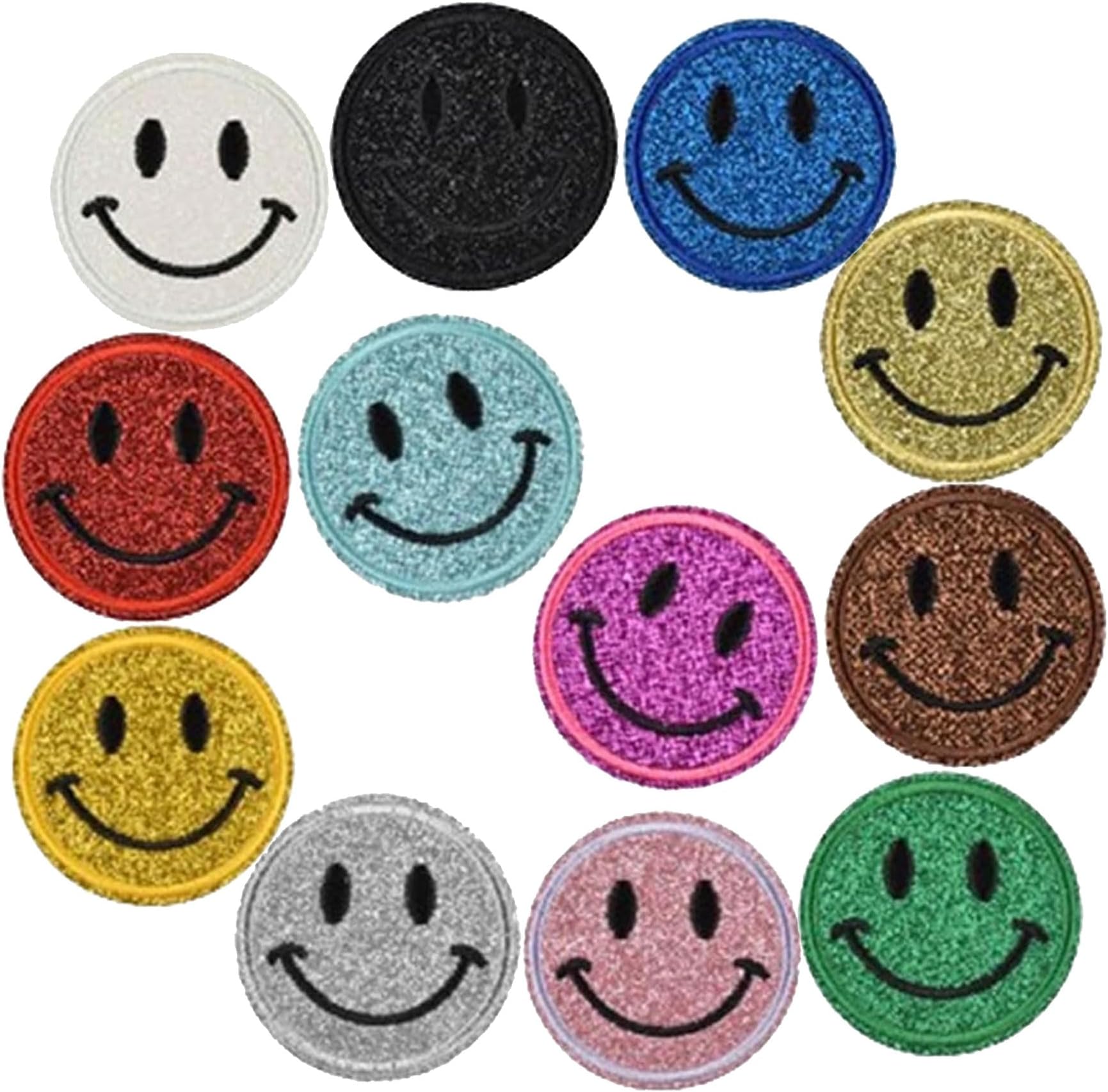 Amazon.com: Zakrafo 45PCS Smiley Face Iron on Patches Sequin Round Chenille Cute Smile Iron on ...