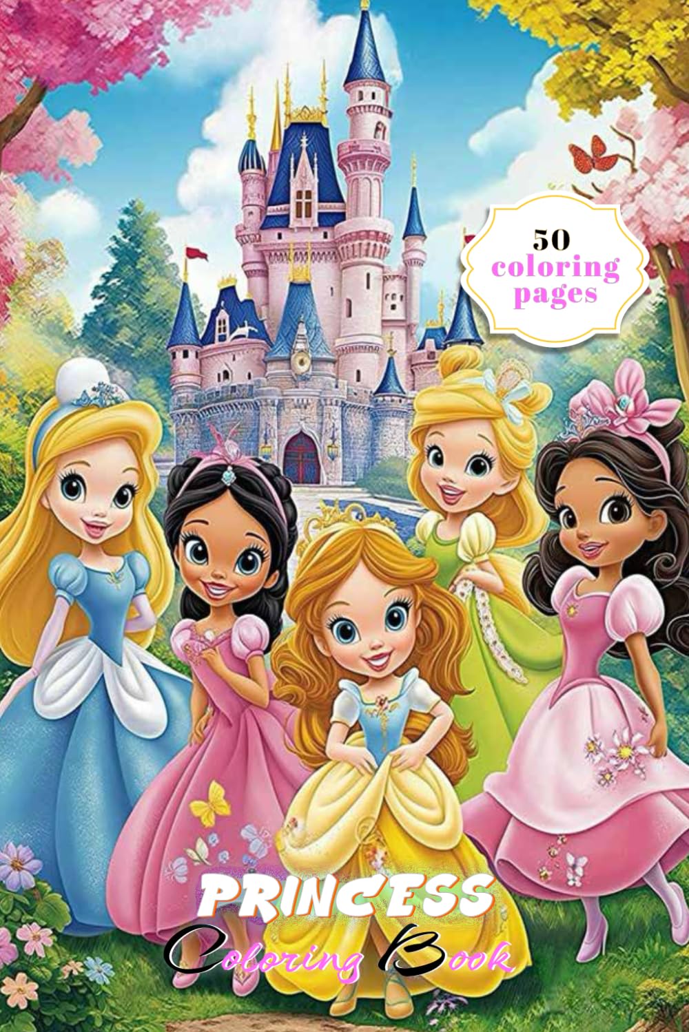 Cute Princess Coloring Book: A charming collection of 50 magical pages ...