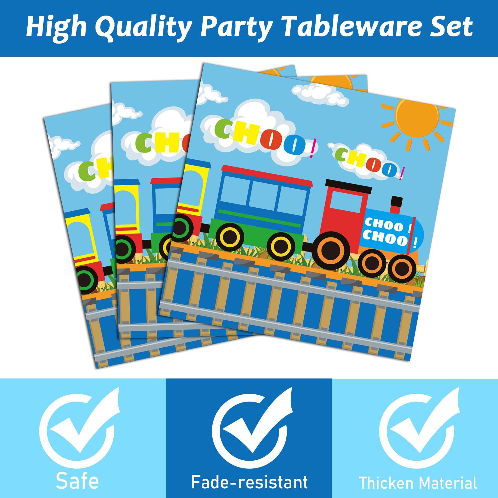 Snapklik.com : 50 Guests Train Plates And Napkins Birthdy Party ...