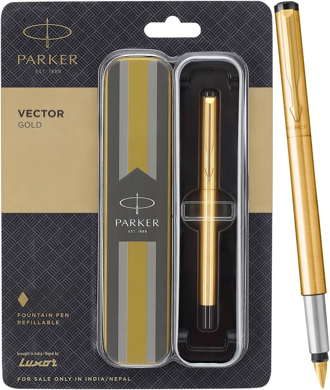 Parker Vector Gold Fountain Pen, 1 Count (Pack of 1) (9000014375): Buy ...