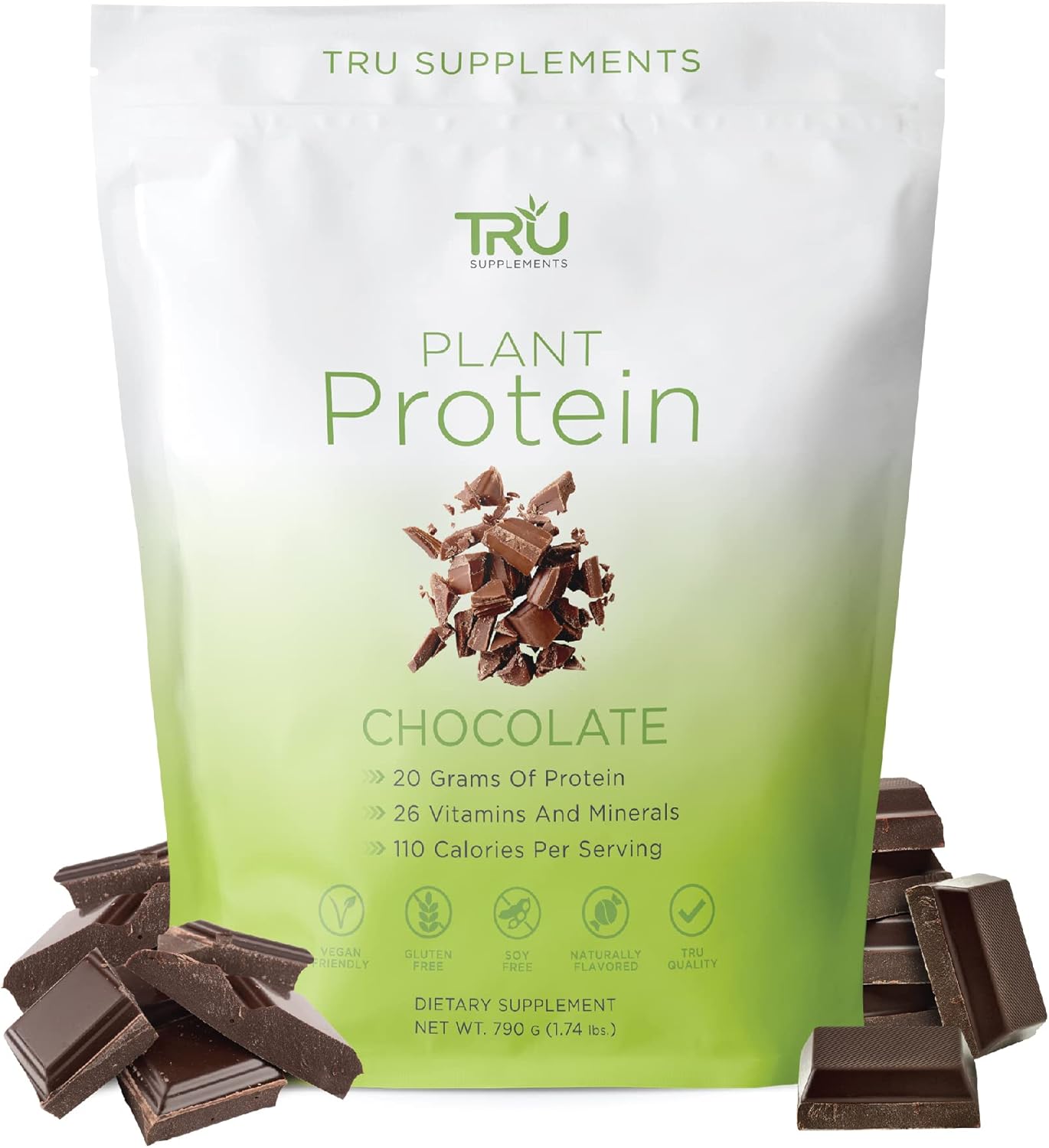 Amazon.com: TRU Supplements Plant Based Protein Powder, BCAA, EAA, 20g ...