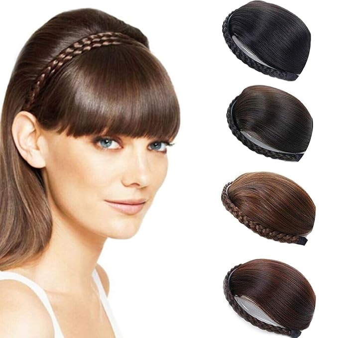 Amazon.com : GTZTYZ Braid Headband Synthetic Hair Fringe Headband with ...