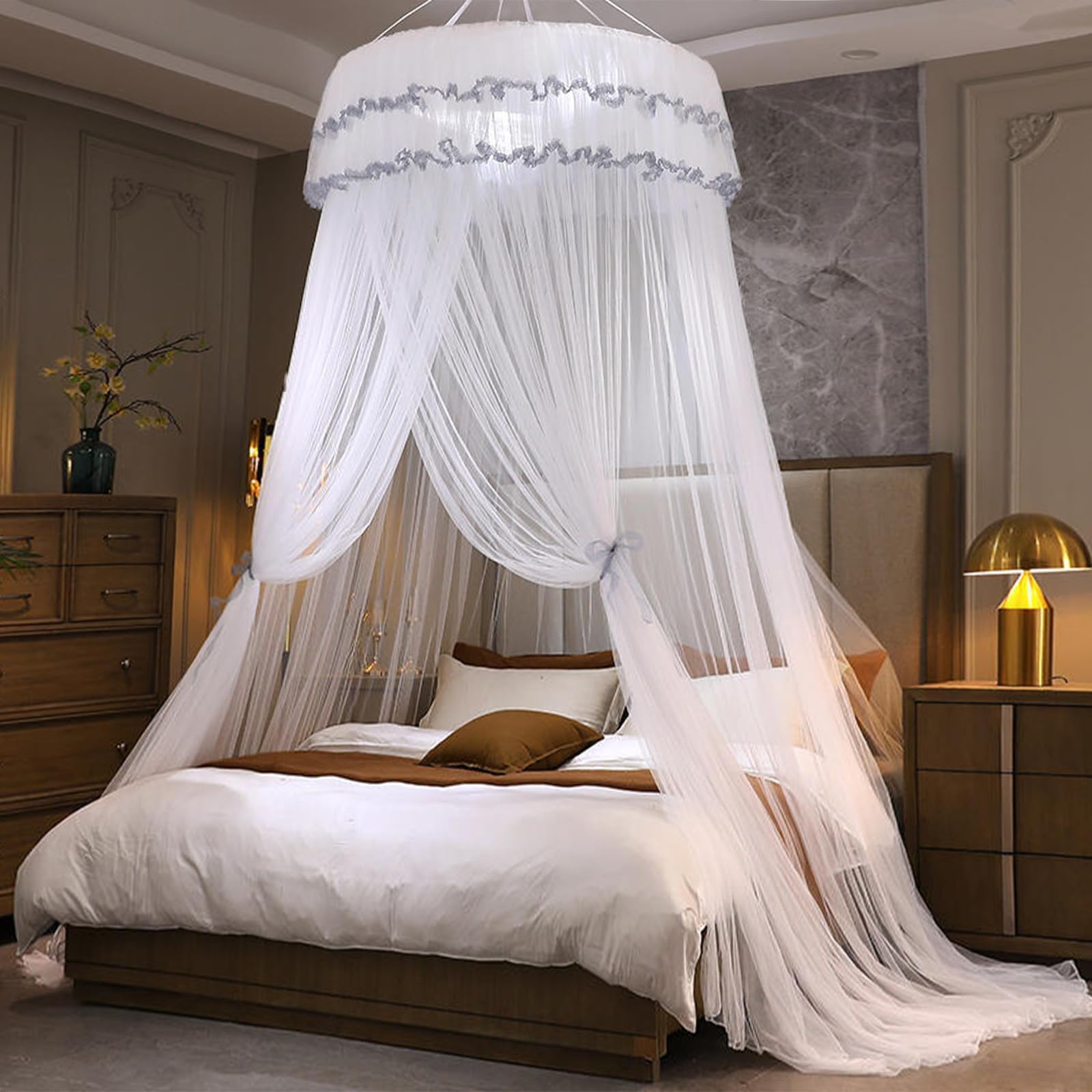Amazon.com: BCBYou Princess Bed Canopy Netting Mosquito Net Round Lace ...