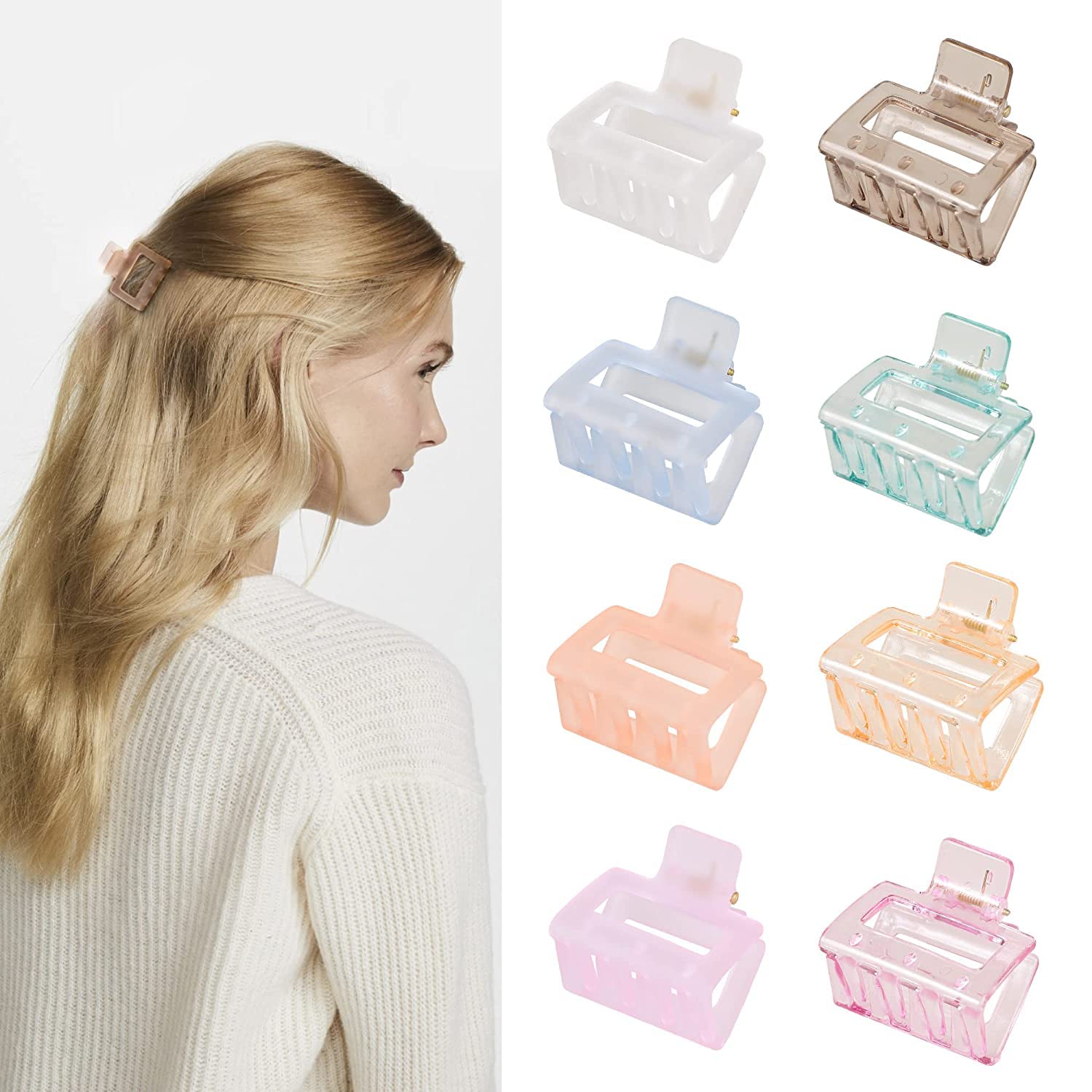 BIG BOX - 6 Small Claw Clips for Women Medium Hair Clips for Thin Hair ...