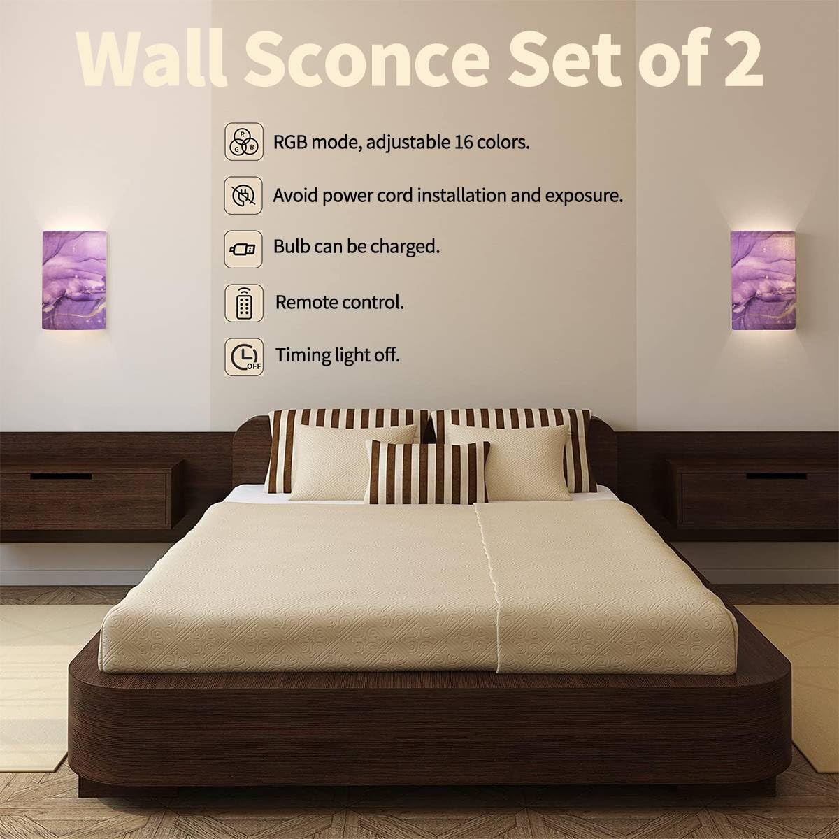 Purple Wall Sconce Light Nuvo 62/1426 Raven LED 18 Inch Textured Matte