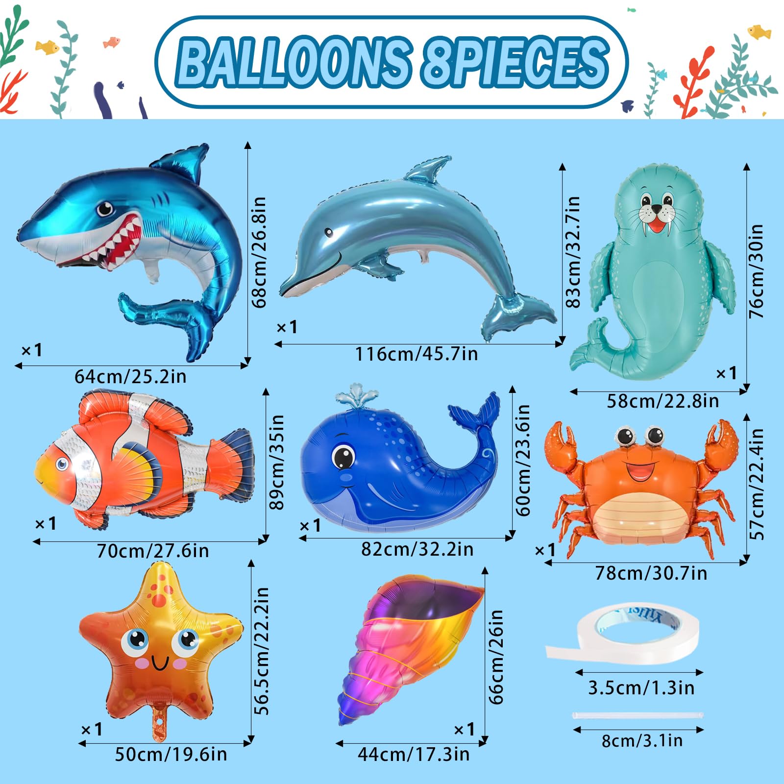 Snapklik.com : YiYou Sea Animal Balloons - Large Shark Dolphin Whale ...