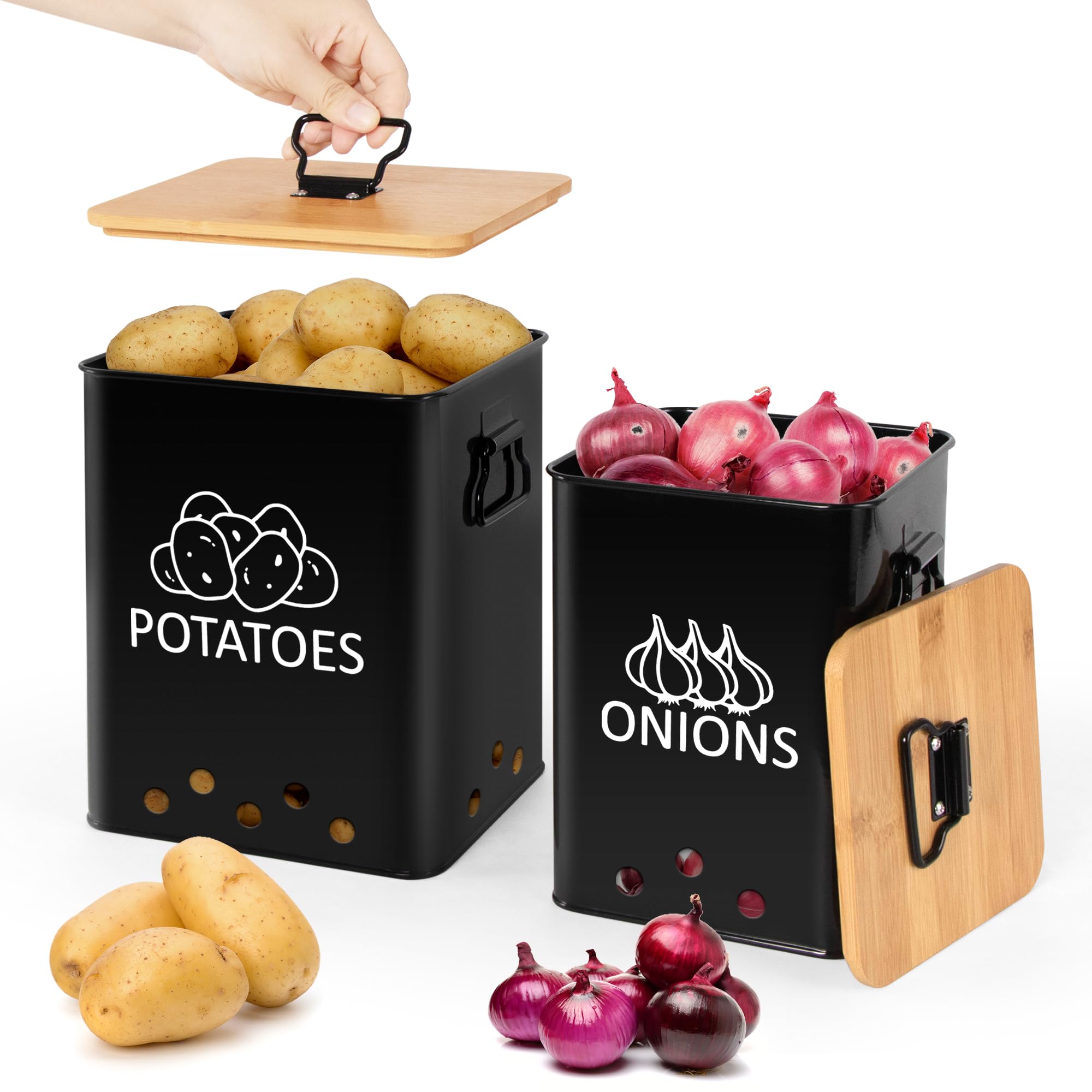 Amazon.com: Potato and Onion Storage Bin, Set of 2 Vegetable Storage ...