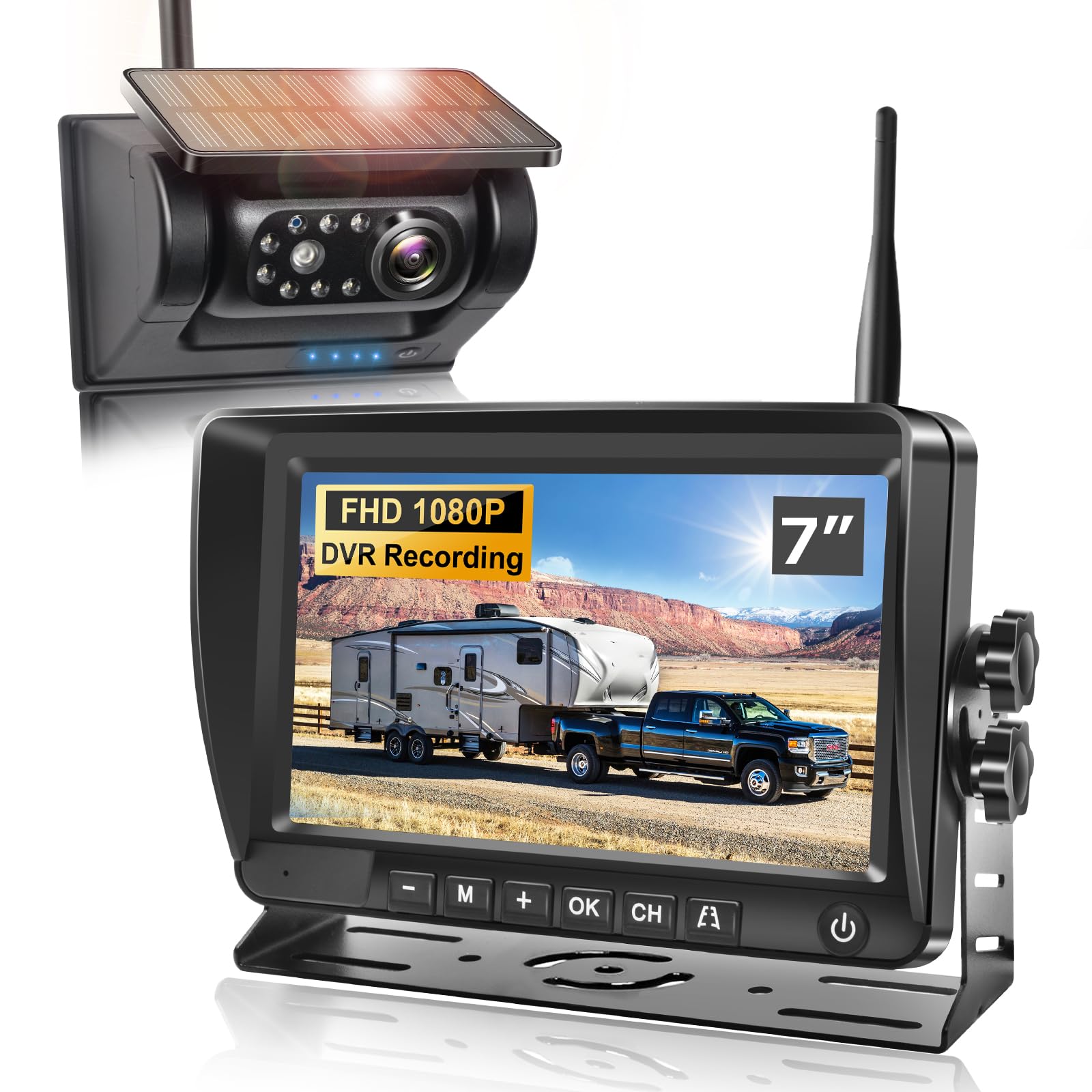 Buy ATOVANKA 7 Inch Magnetic Solar Wireless Backup Camera FHD 1080P Kit ...