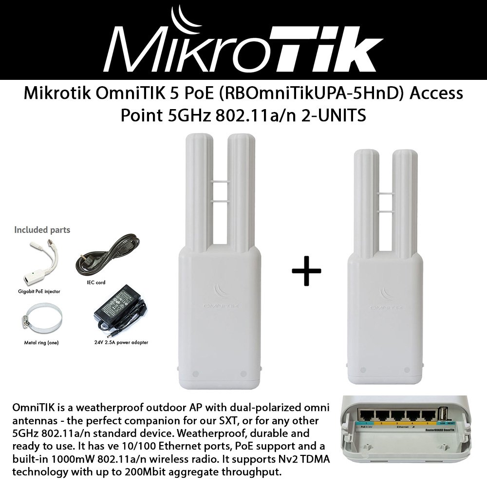 Buy Mikrotik OmniTIK 5 PoE (RBOmniTikUPA-5HnD) 2-UNITS weatherproof ...