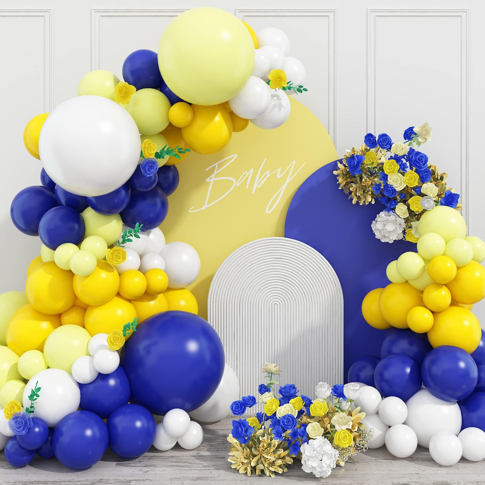 Amazon.com: Blue Yellow Balloon Arch Kit, Blue Yellow Balloon Garland ...