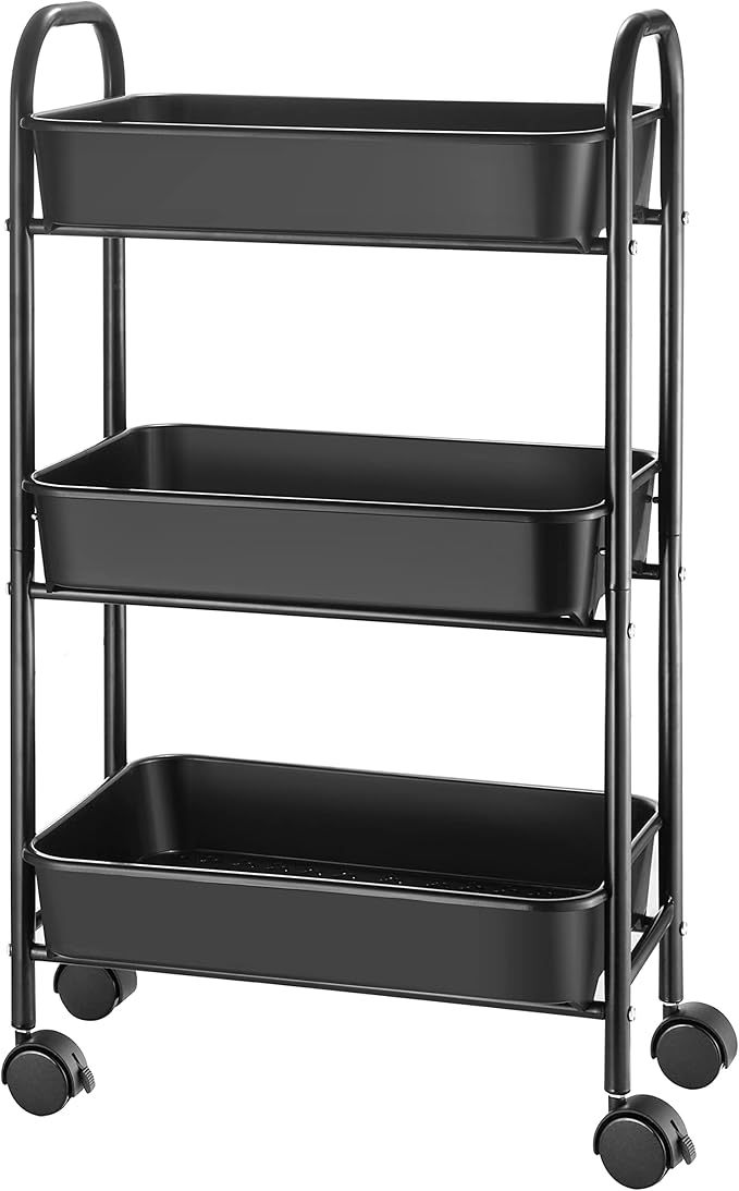 Amazon.com: Simple Trending 3 Tier Heavy Duty Utility Metal Rolling ...
