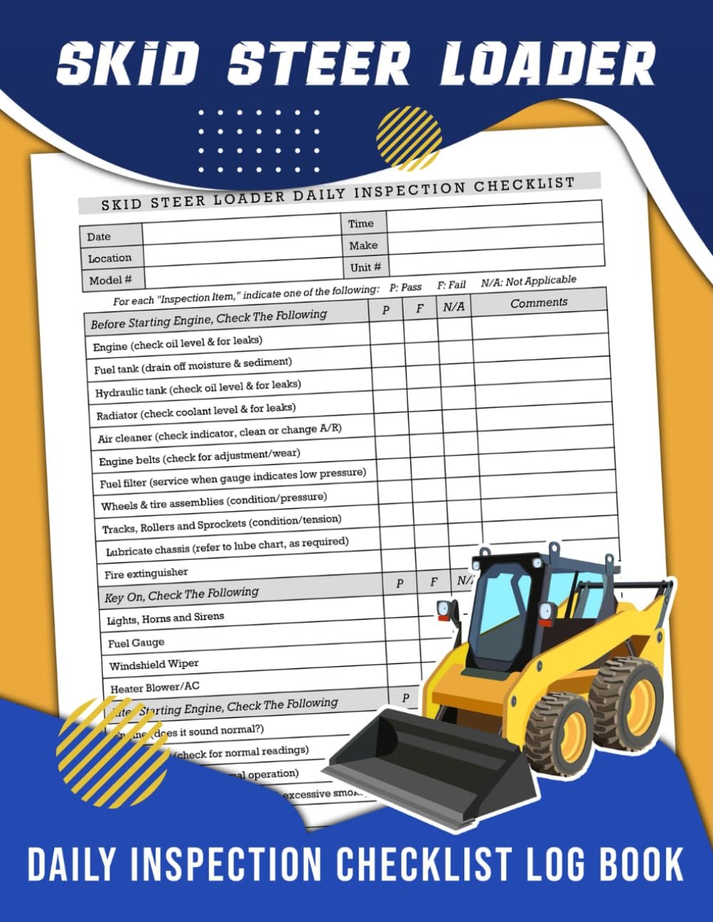 Skid Steer Loader Daily Inspection Checklist Log Book: Amazon.co.uk ...