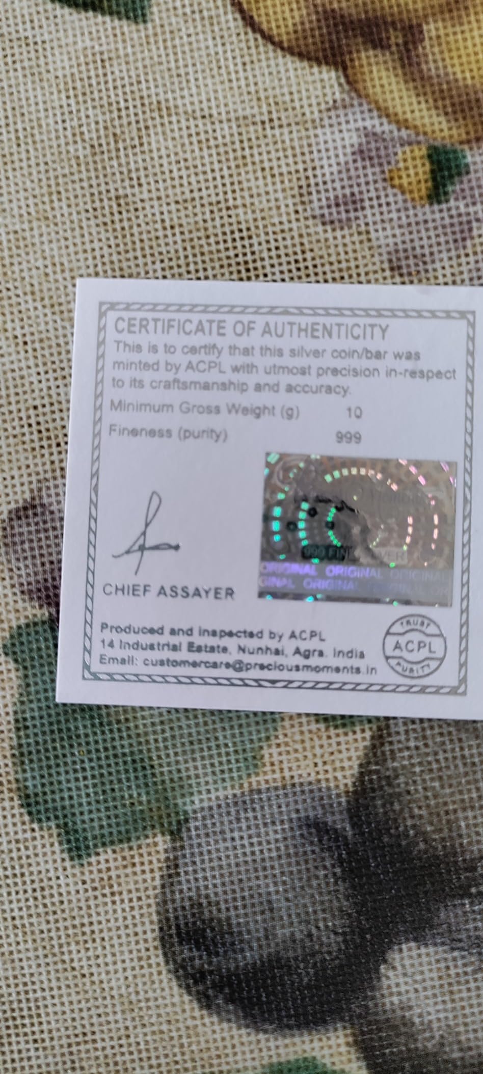 Buy ACPL Precious Moments 100 Grams Silver Coin Ram Darbar Square ...