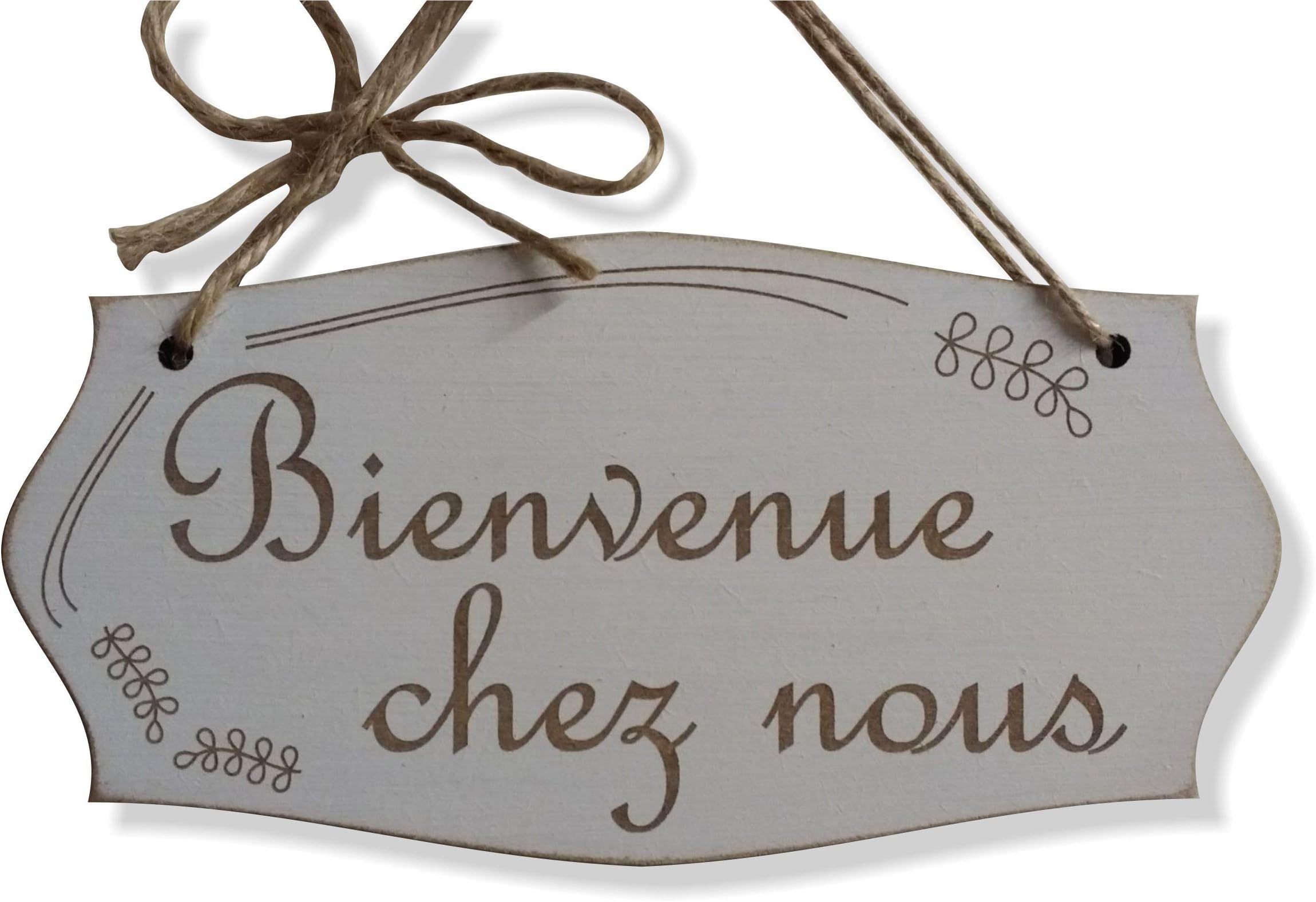 Craf'u Bienvenue chez Nous Plaque de Porte en Bois Panneau à Suspendre ...