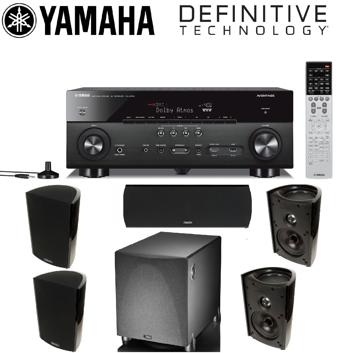 Buy Yamaha RX-A760BL 7.2 Channel Network AV Receiver + 2 Pairs of ...