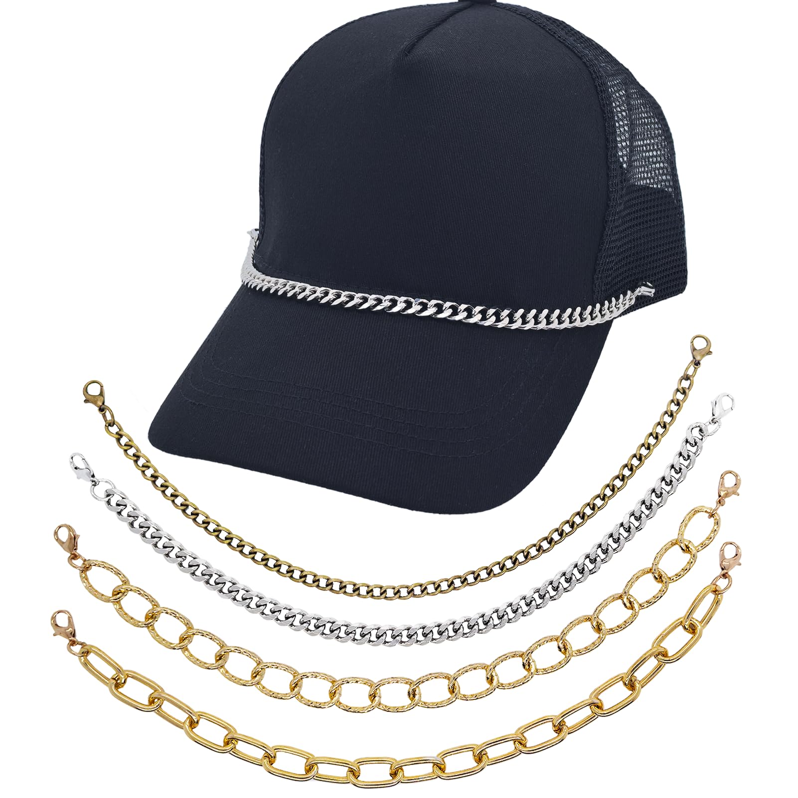 Amazon.com: 4 Pcs Trucket Hat Chains Bill Decoration Trucker Hat Charms ...