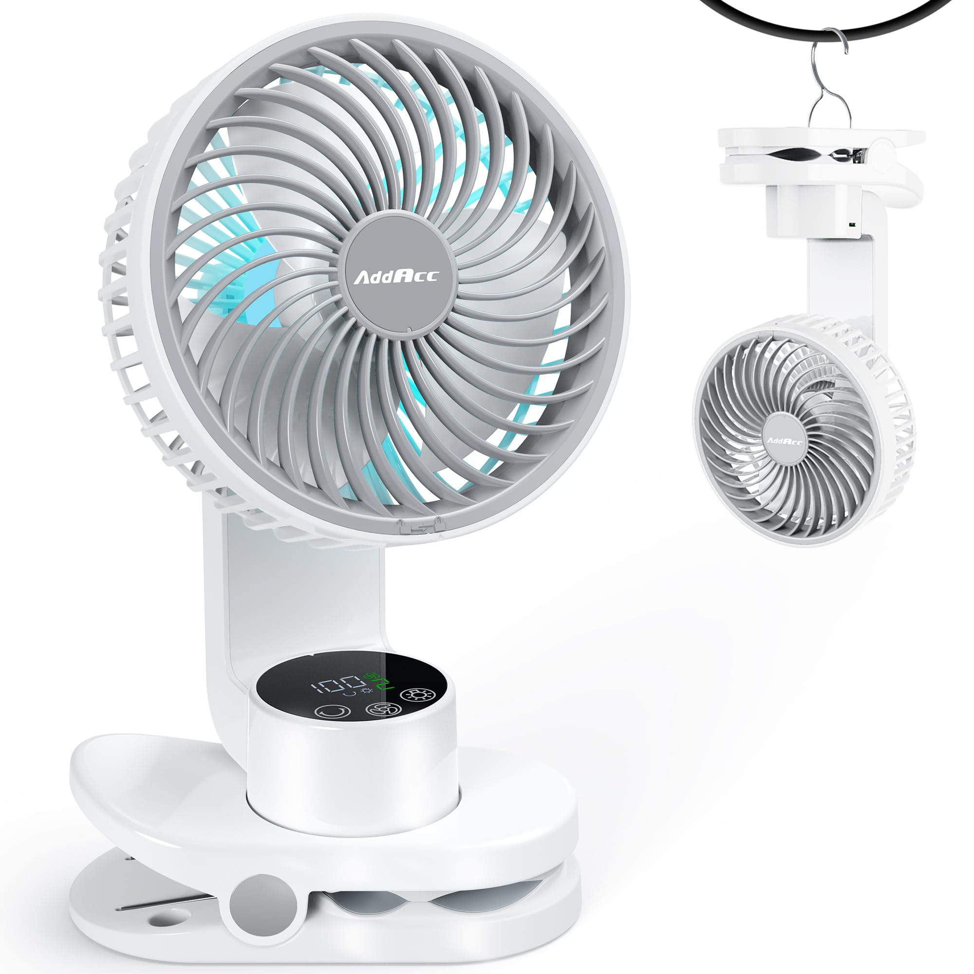 Amazon.com: AddAcc Small Desk Fan, Rechargeable Clip On Fan with ...