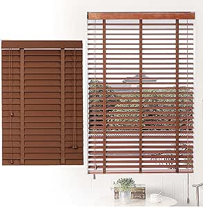 Amazon.com: Cordless Wood Blinds Shades 2" Slats Horizontal Venetian Blinds Custom Size W20~72 ...