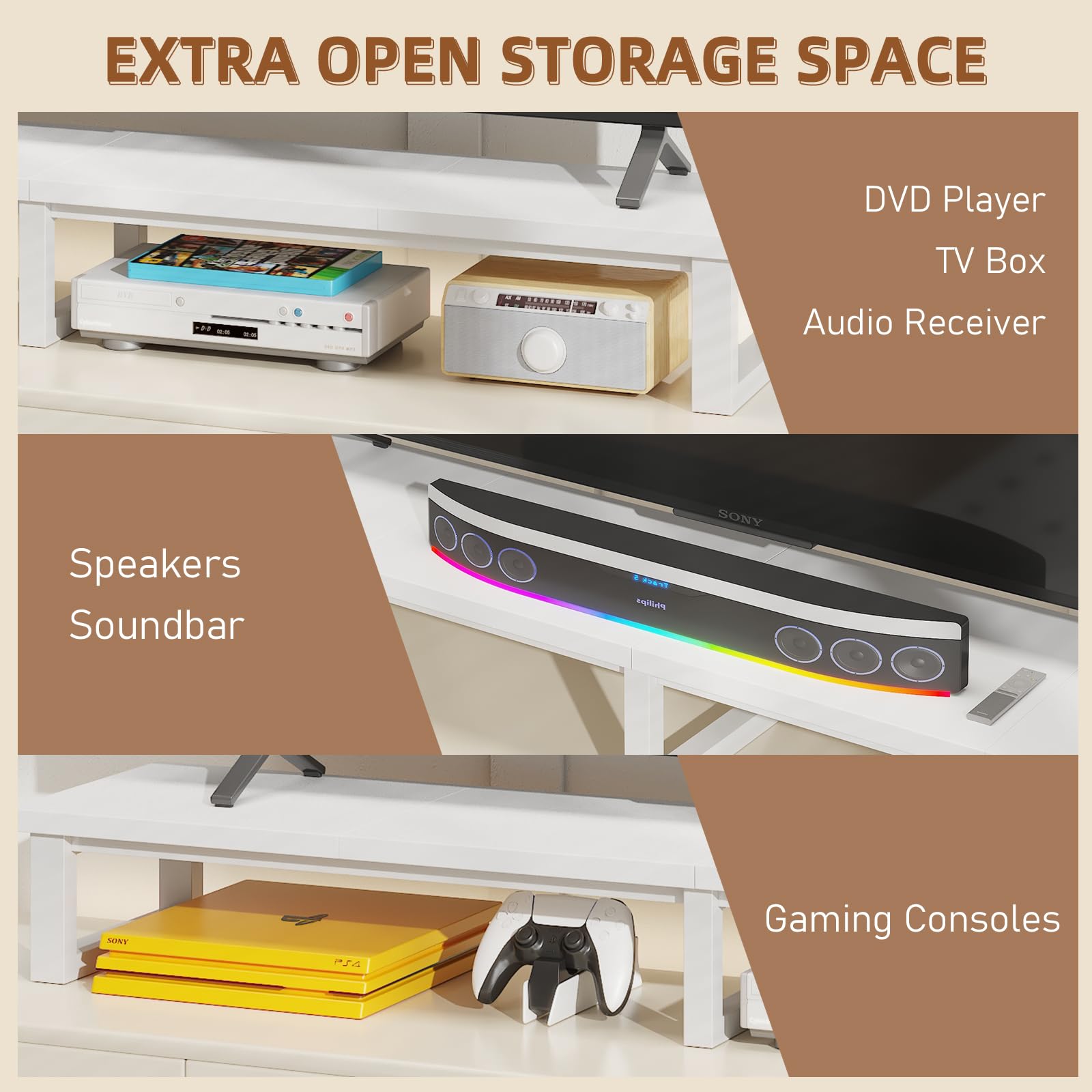 YAOHUOO 47" Large TV Riser for 32-60 inch TV, TV Riser Stand Shelf with ...