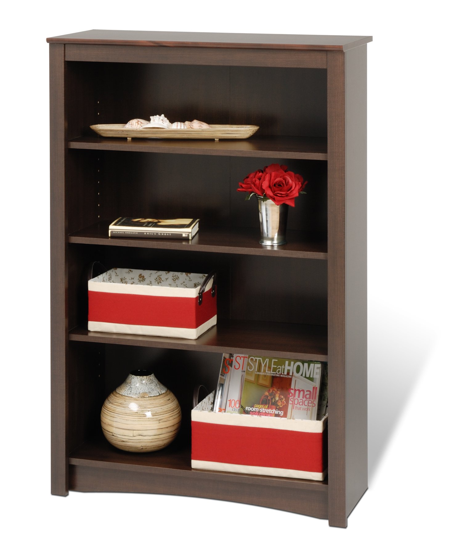 Amazon.com: Prepac Sonoma 4-Tier Bookcase 48"H with 3 Adjustable ...