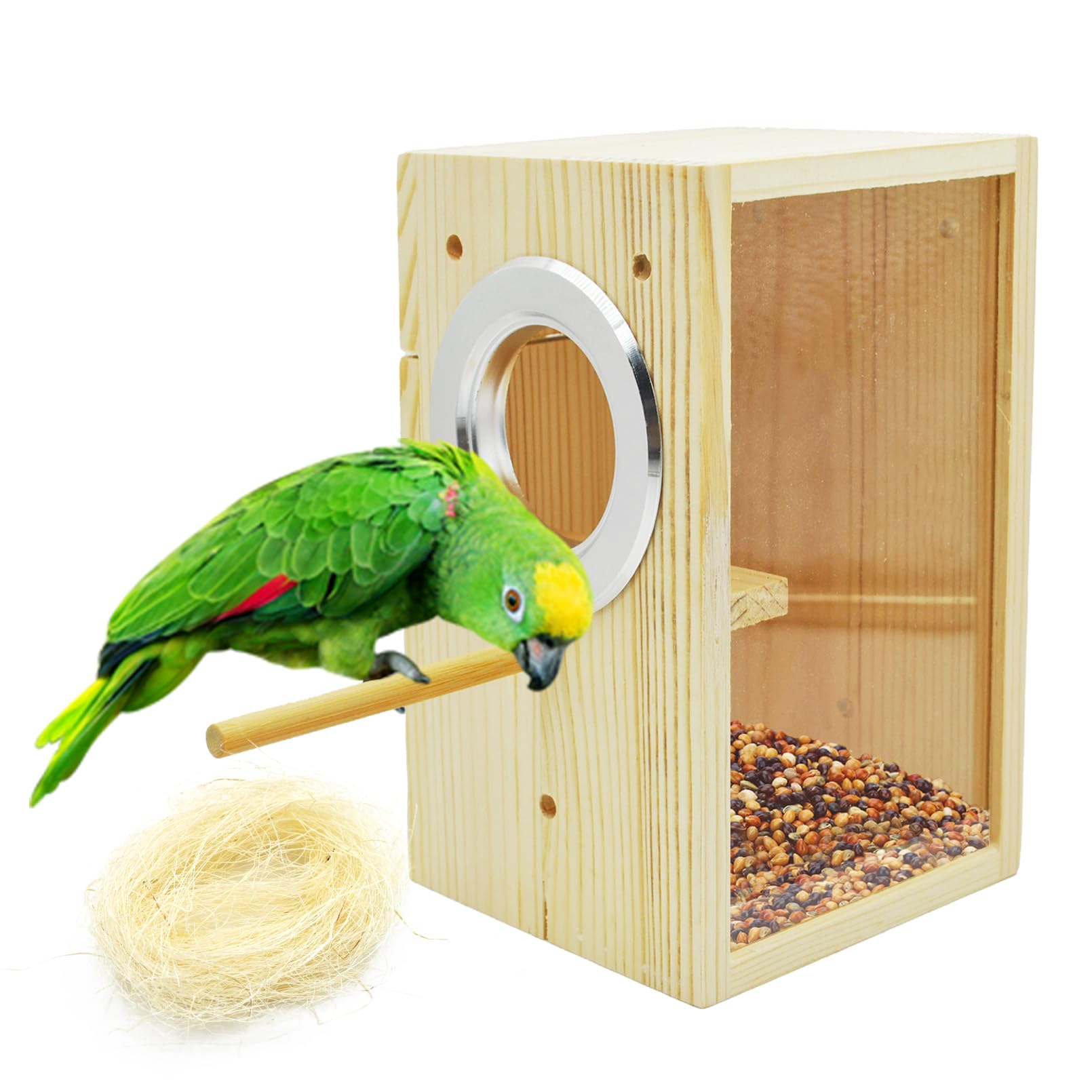 Buy Parakeet Nesting Box,Transparent Bird Nest Boxs Natural Wooden ...