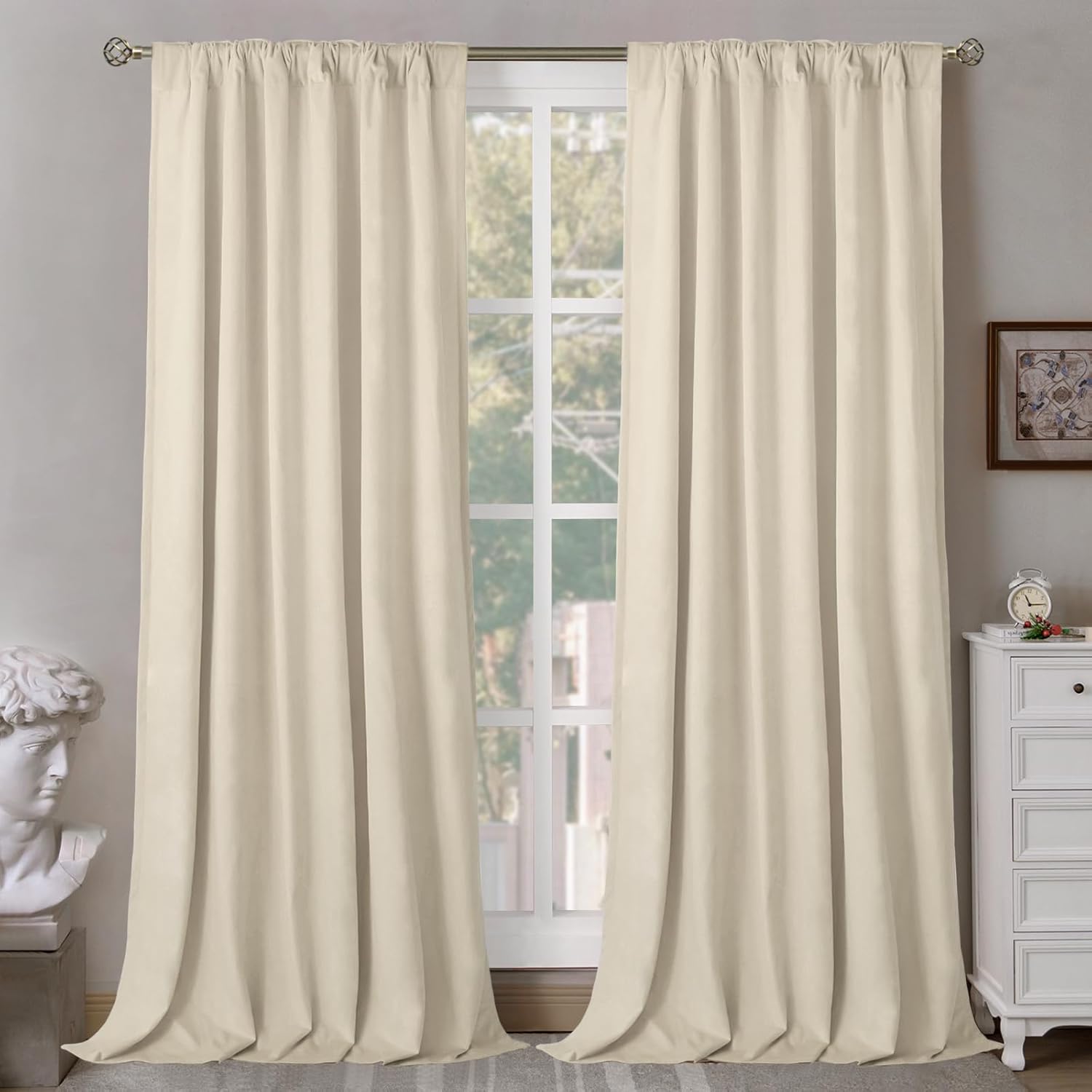 Amazon.com: BGment Ivory Velvet Curtains 84 Inch for Bedroom, Thick ...