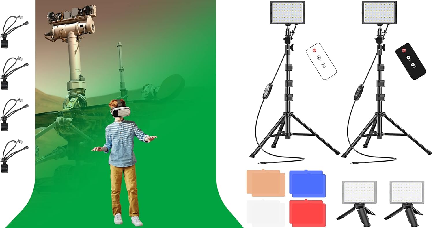 Amazon.com : EMART Green Screen Backdrop with LED Video Light Kit ...