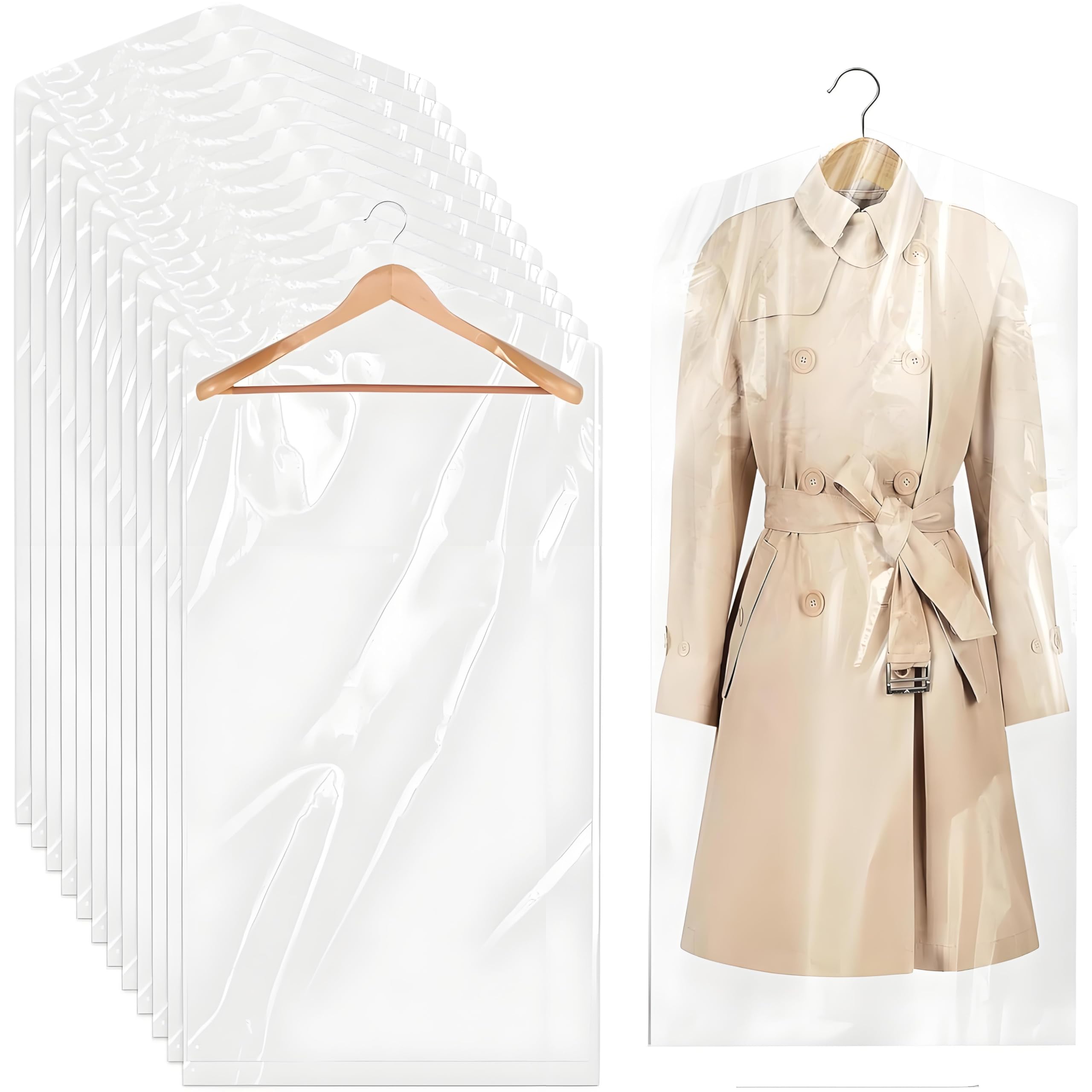 10 Pcs Long Plastic Clothes Covers, 60 * 150cm Clear Clothes Bags ...