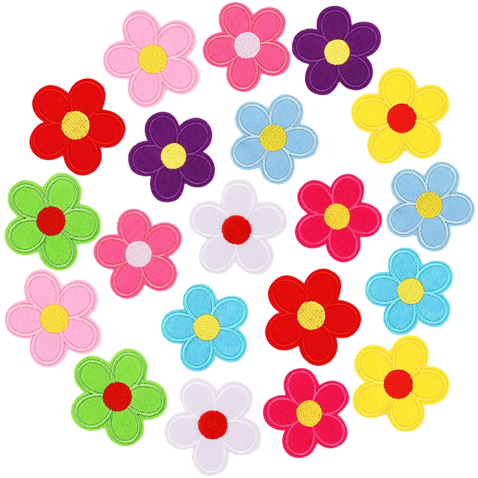 Amazon.com: 20pcs Flower Patches Applique, Colorful Flower Patches Sew ...