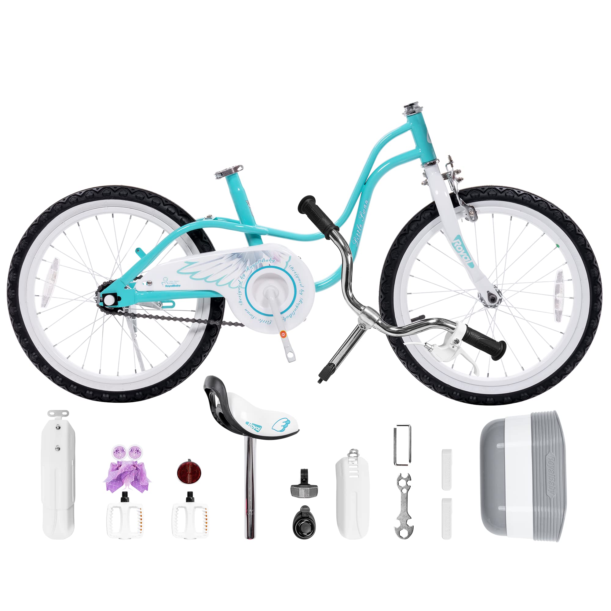 Royalbaby Girls Swan Bike Kids Vintage Bike with Kickstand Basket ...