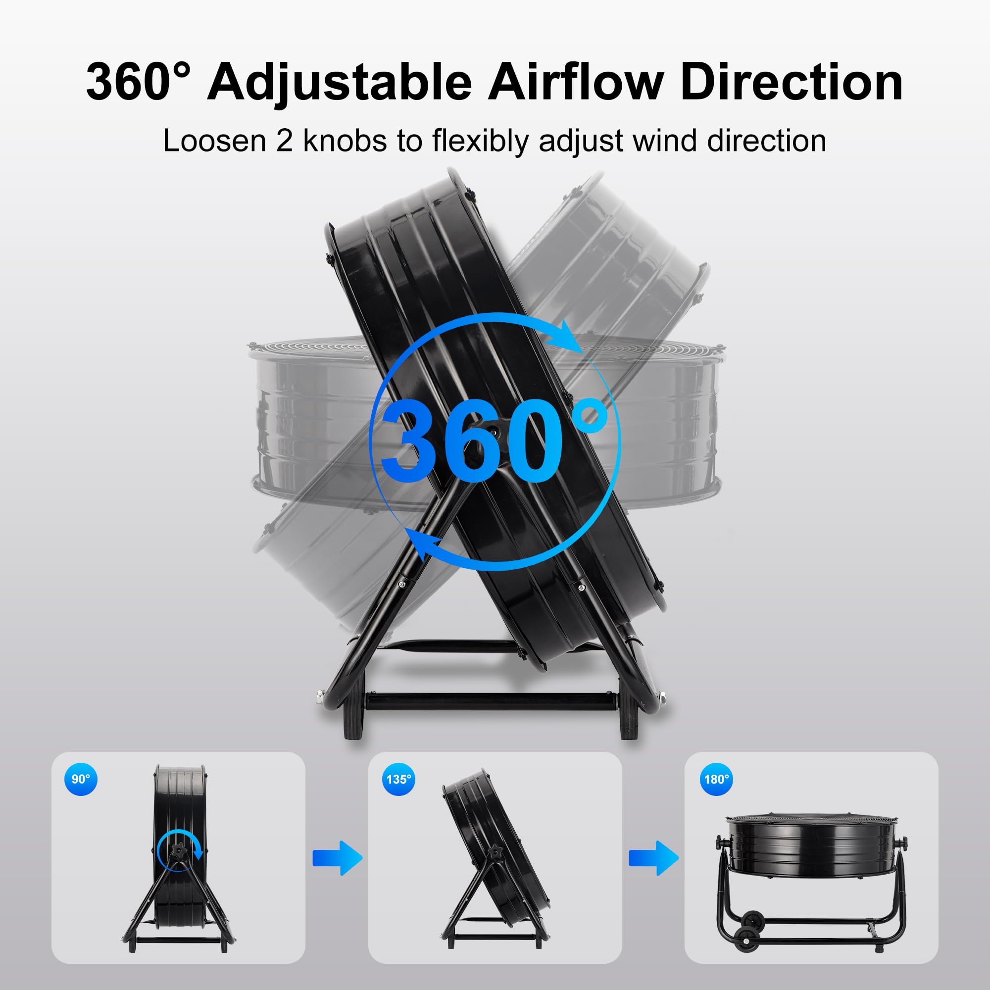 30 Inch Heavy Duty Industrial Drum Fan, 550W High Velocity Floor Fan ...