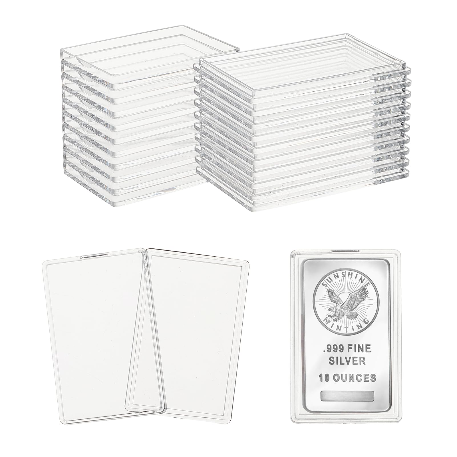 NICENEEDED 20 Pcs Silver Bar Holder, Clear Silver Bars Case, Acrylic ...