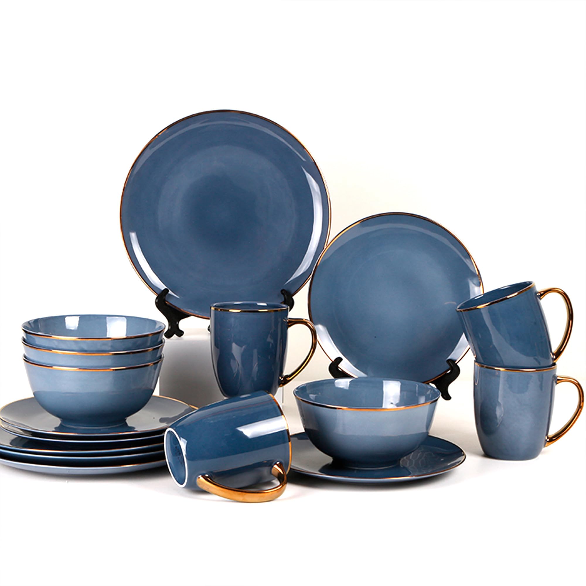 Amazon.com | Plates and Bowls Sets for 4, Porcelain Dinnerware Set 16 ...