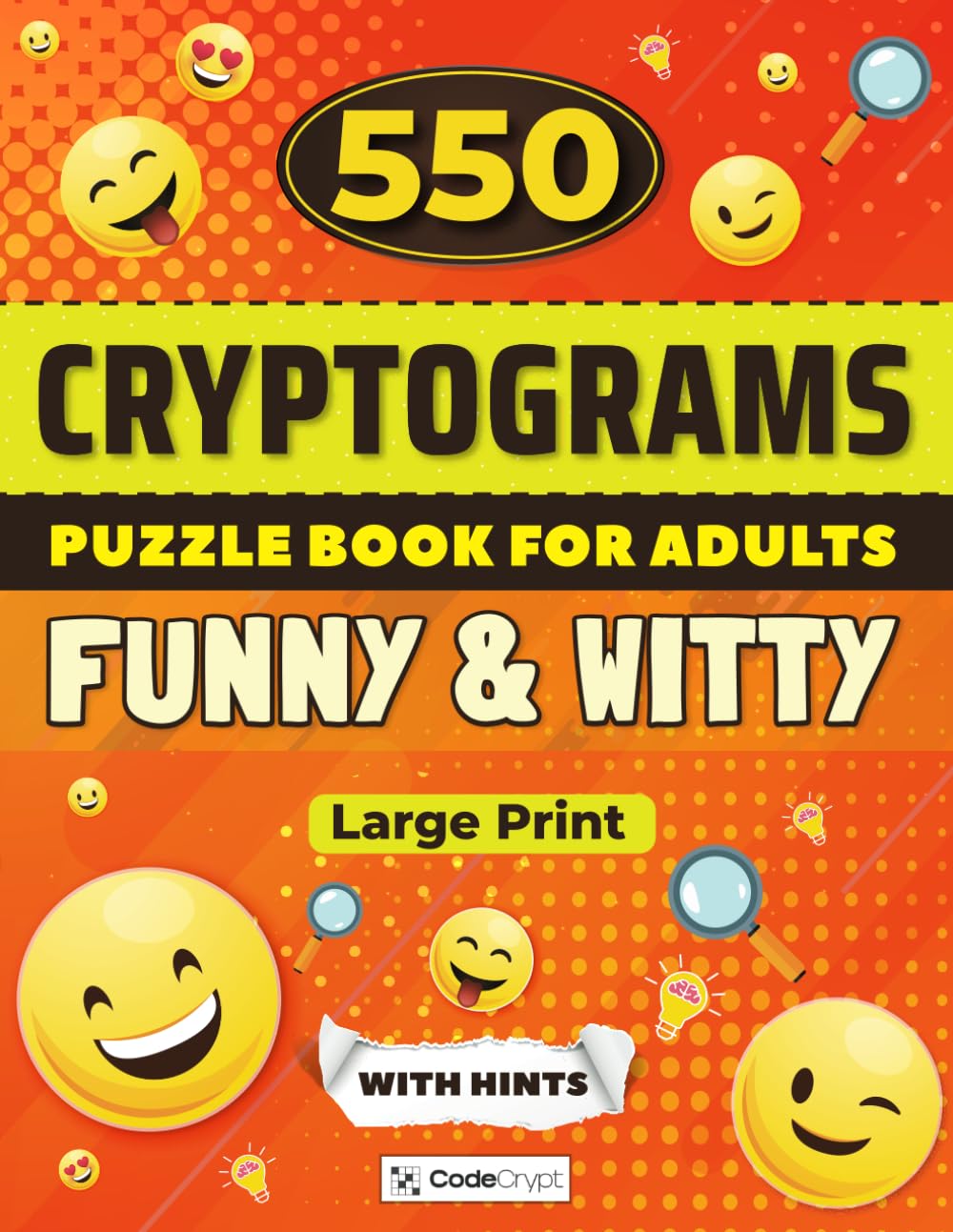 Amazon.com: Cryptograms Puzzle Book for Adults: 550 Funny & Witty Large ...