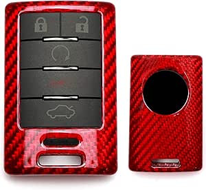 Amazon.com: iJDMTOY Genuine Real Carbon Fiber Gloss Red Key Fob ...