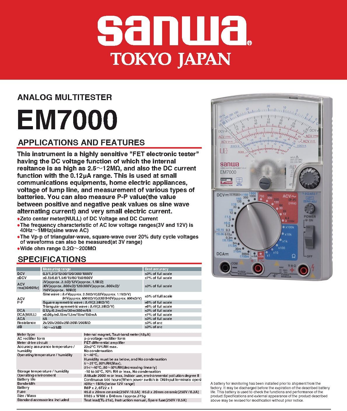 Japan sanwa EM7000 Analog Multitesters/FET Tester Philippines | Ubuy
