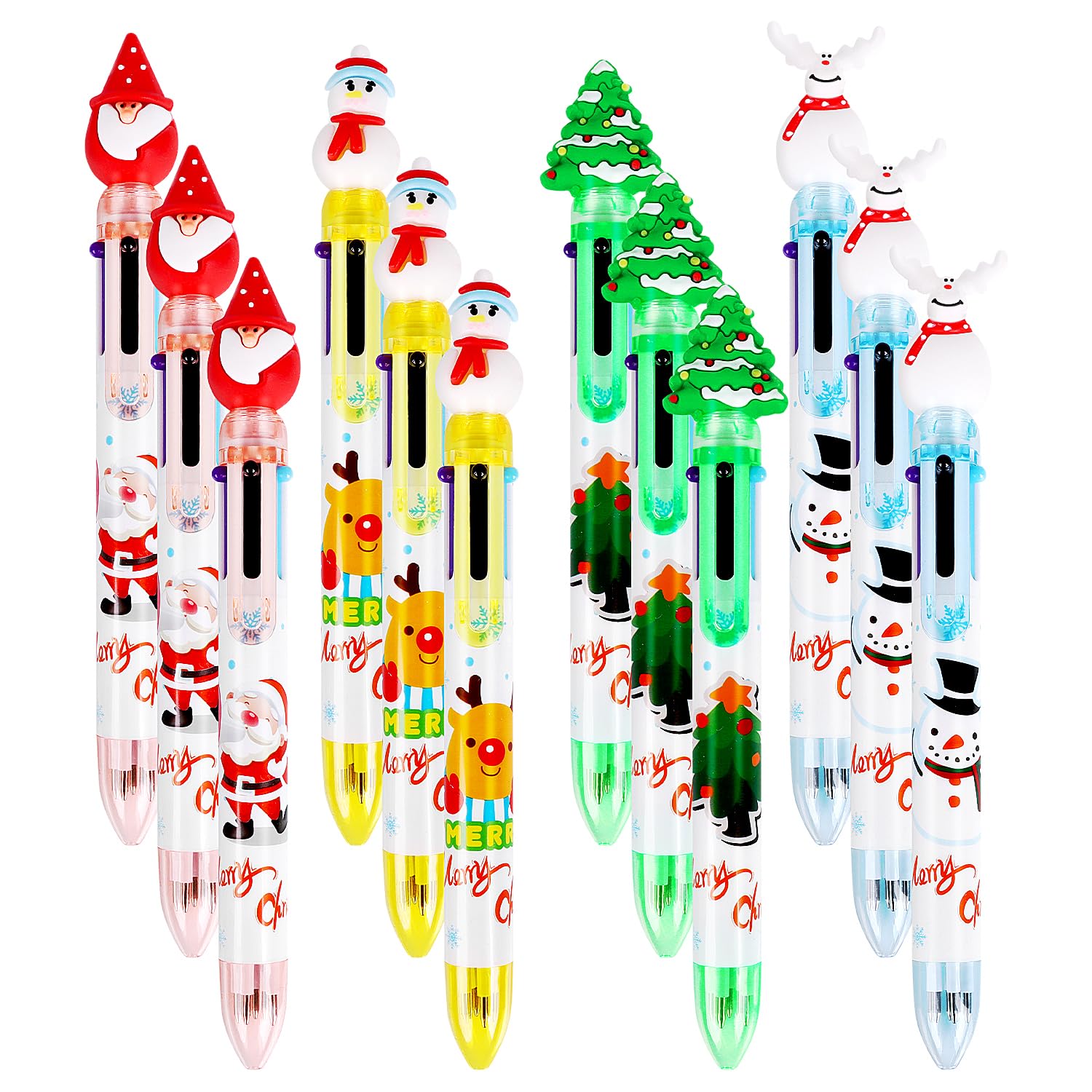 Amazon.com: SULOLI Christmas Multicolor Ballpoint 6-in-1 Pens, 12 Pcs ...