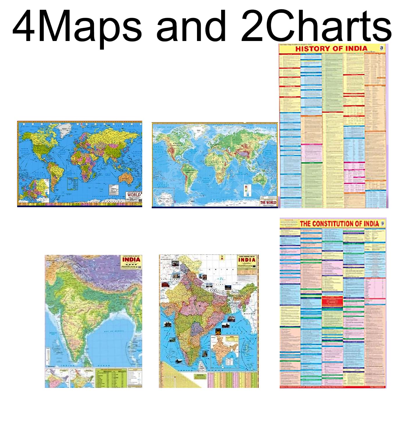 Buy Laminated Constitution & History of India Charts With Political and ...