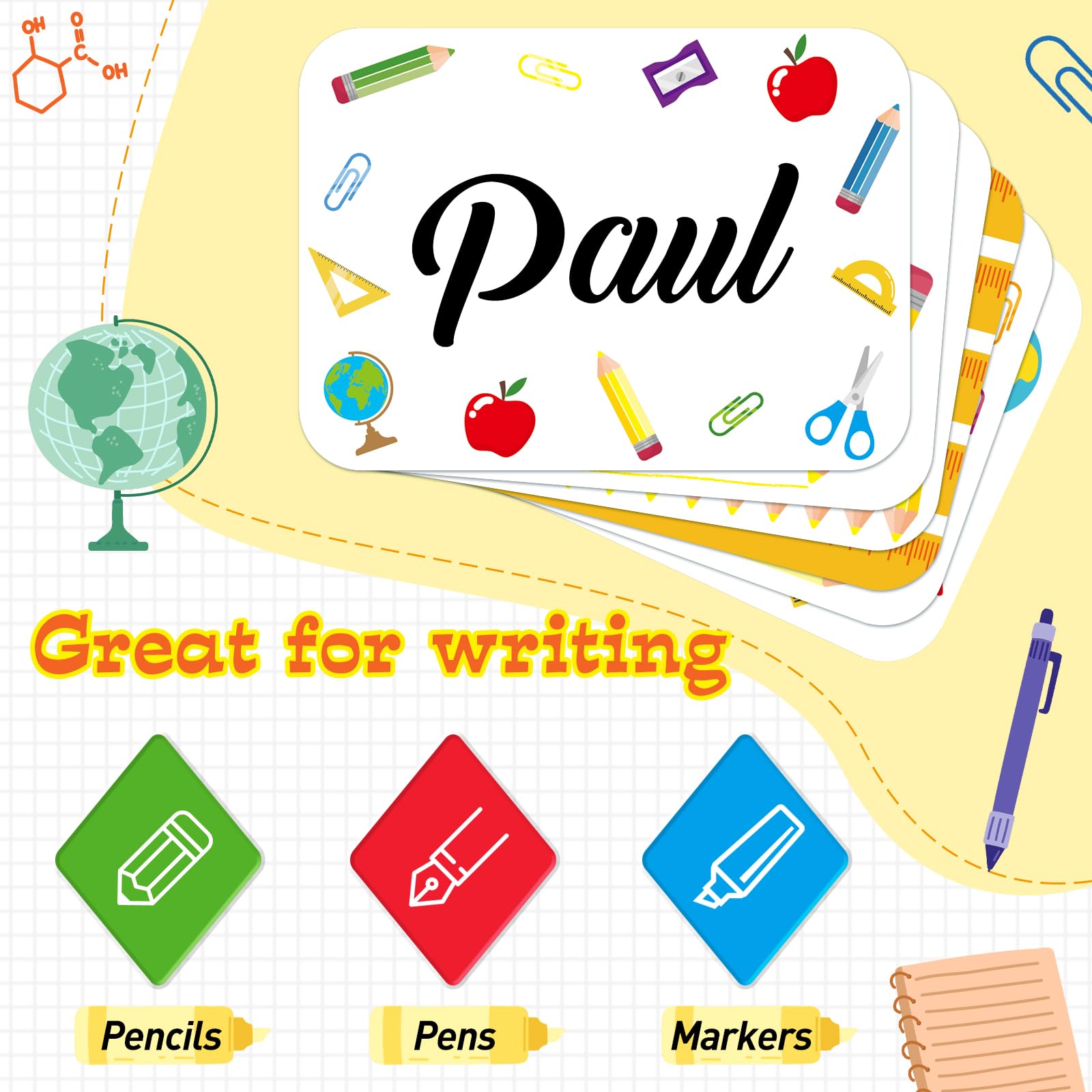 Snapklik.com : Nezyo 144 Pieces Colorful Pencil Name Tag Stickers Back ...