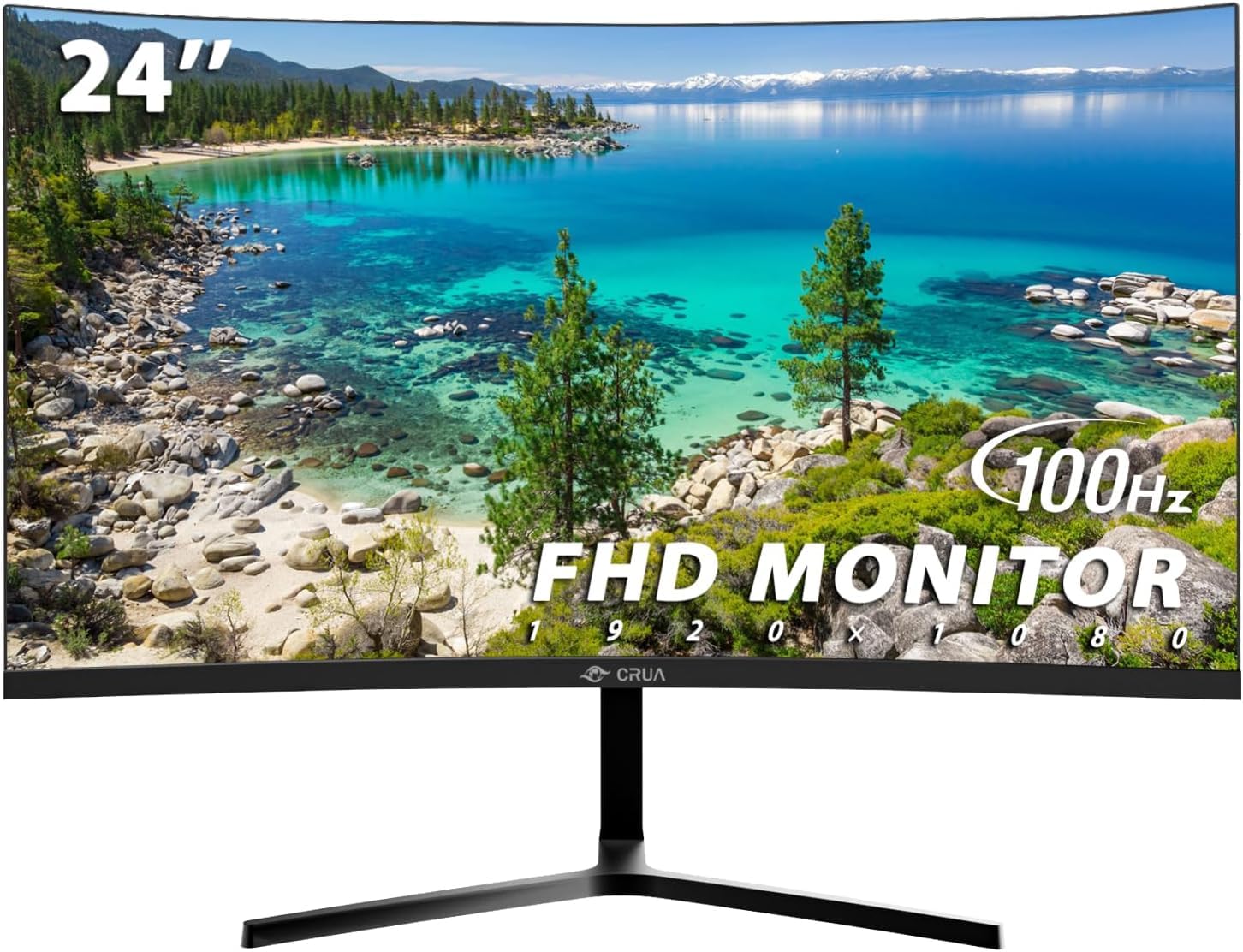 CRUA 24" Curved Monitor, FHD(1920×1080P) 100HZ, 99% sRGB Color Gamut ...